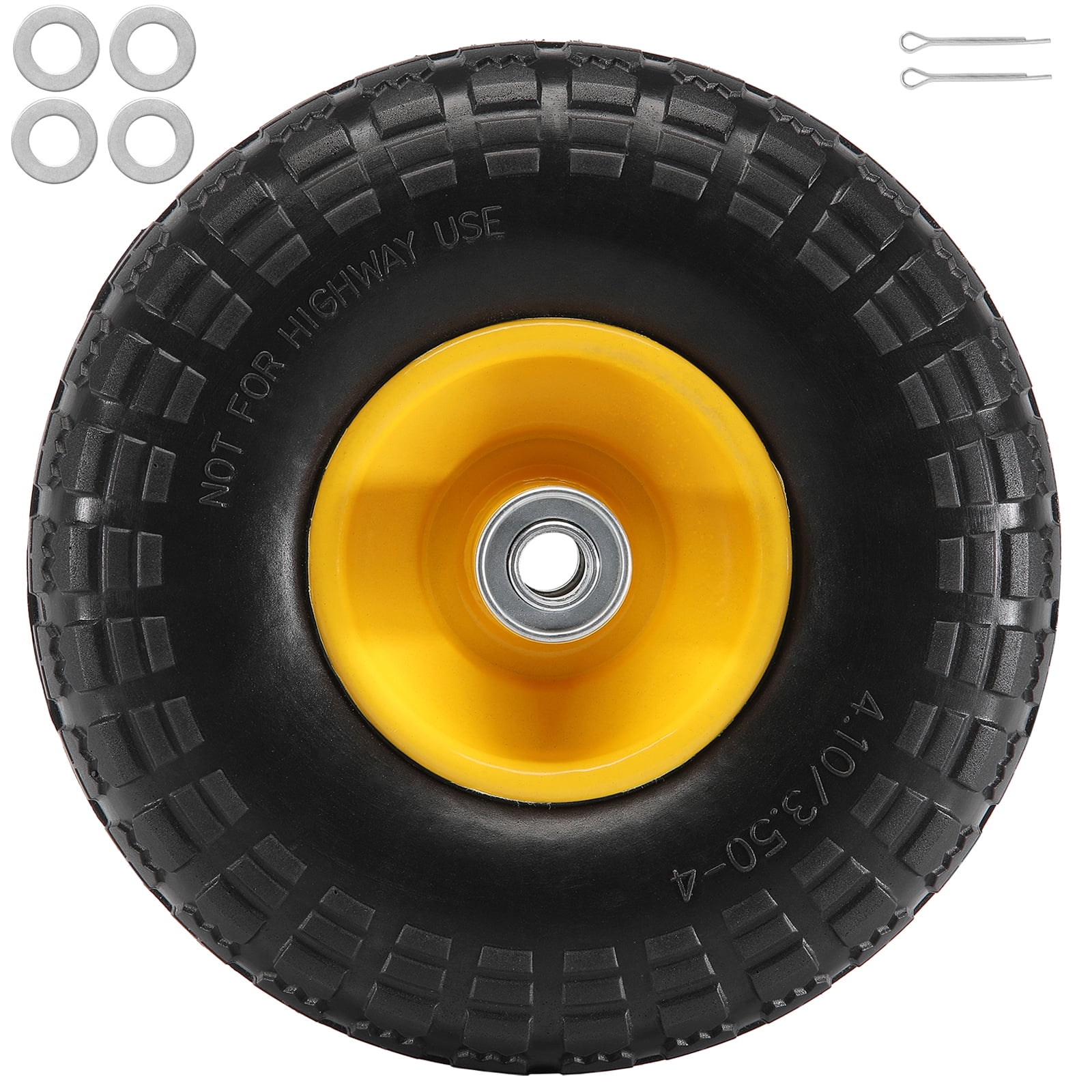 KFFKFF Durable PU Run-Flat Wheel, 10", Set of 2, 400 lbs Dynamic Weight ...