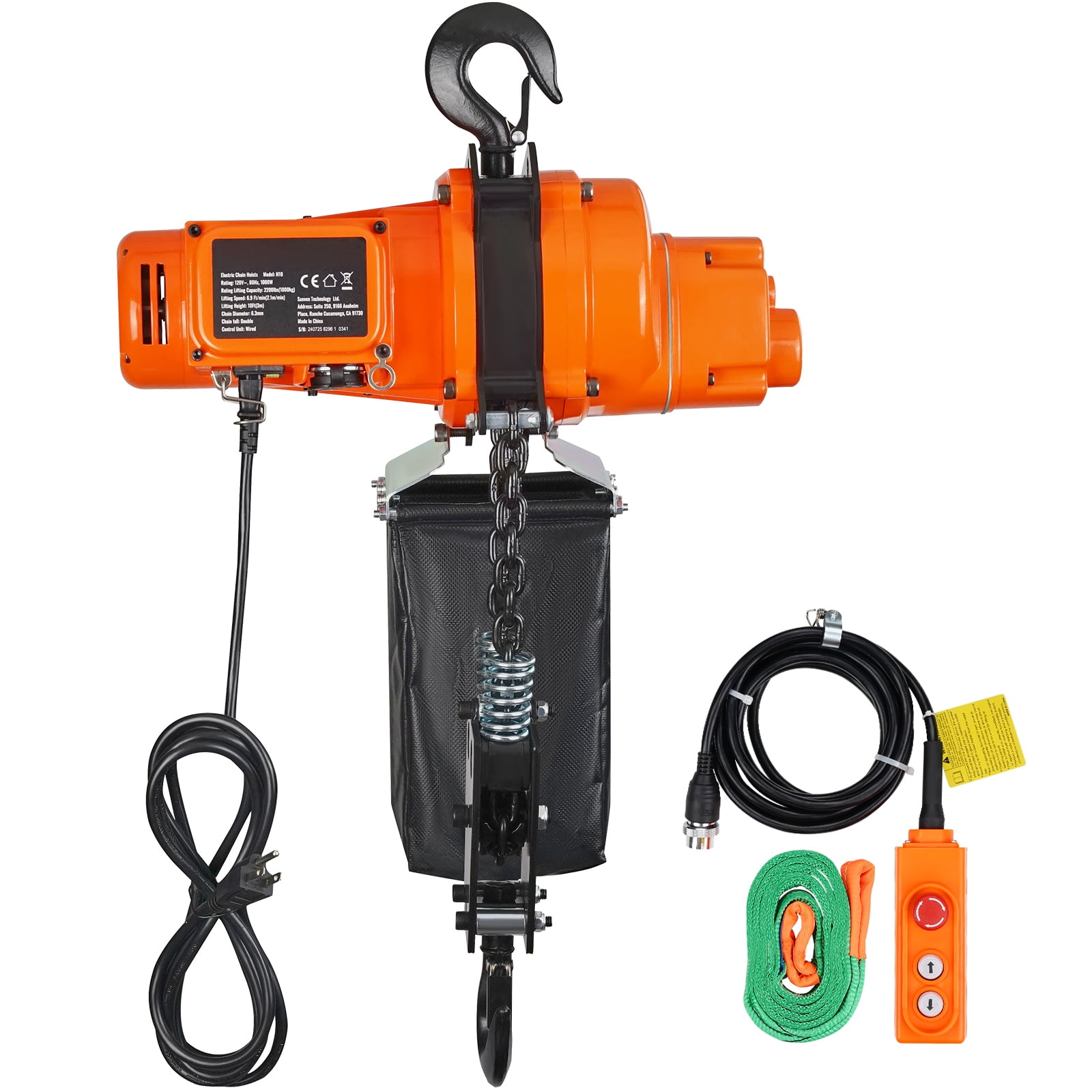 KFFKFF Electric Chain Lift, 2200 lbs Capacity, 10 ft Rise, 6.9 ft/min ...