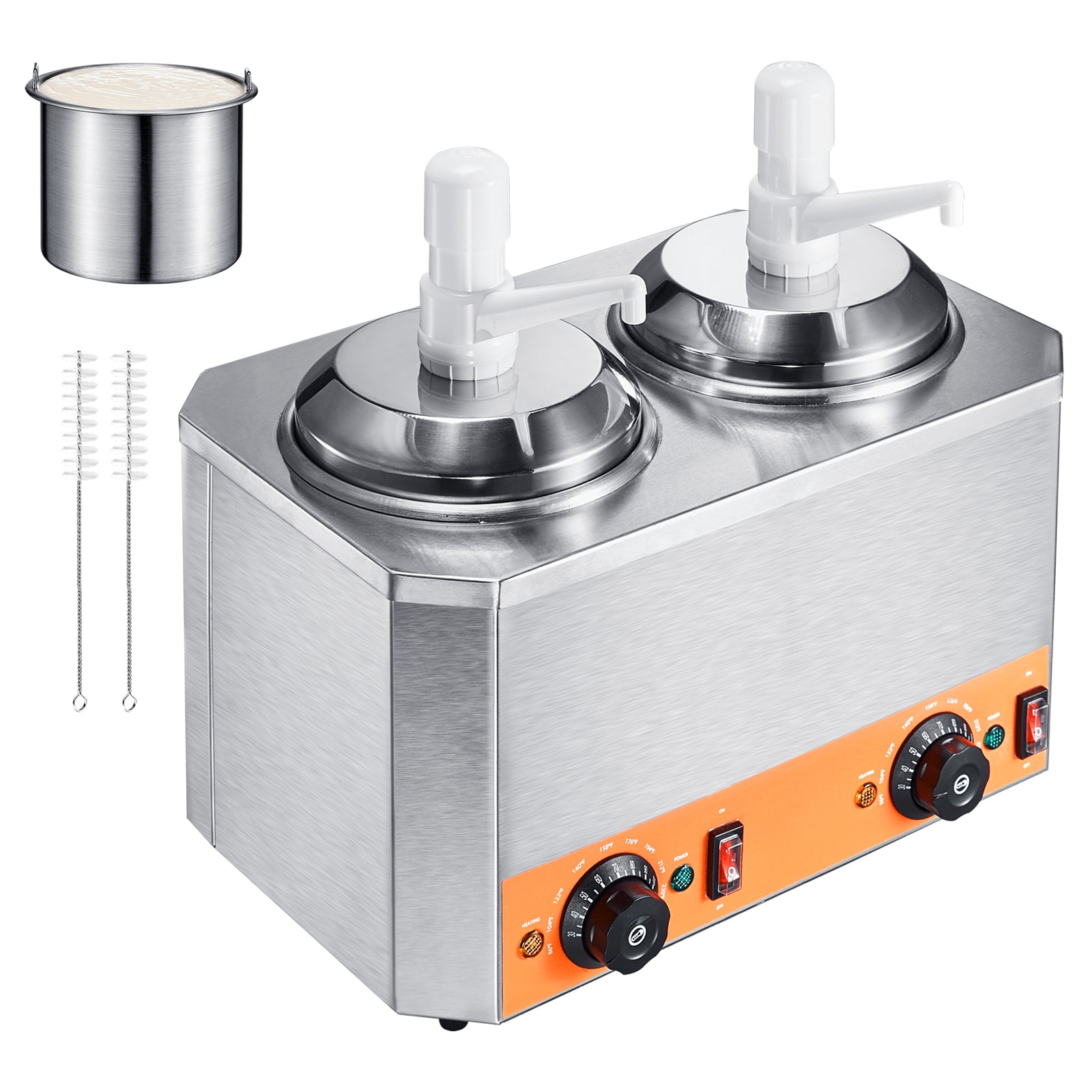 KFFKFF Electric Cheese Warmer with Dual Pumps, 2.3x2 Qt Capacity for ...