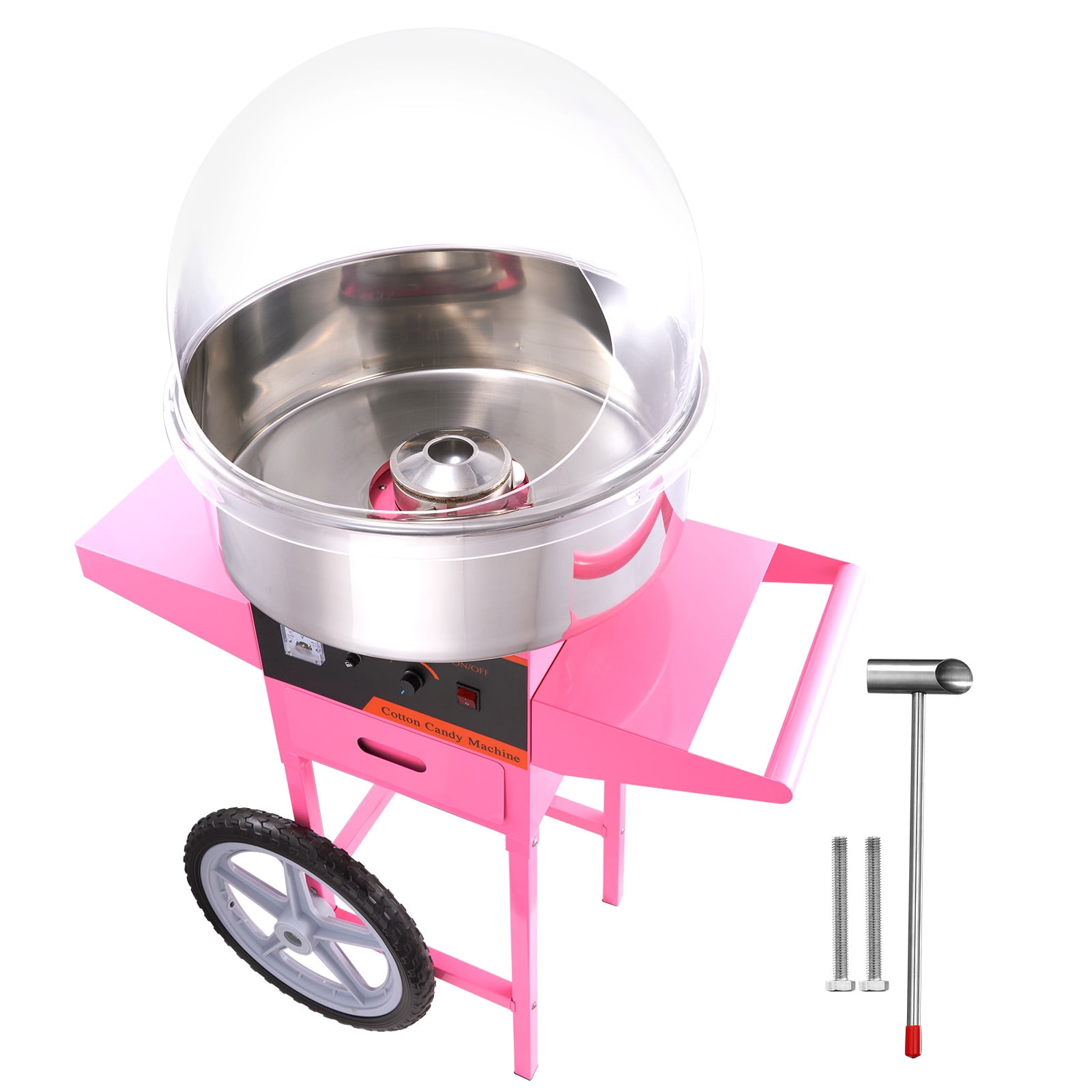 KFFKFF Electric Cotton Candy Maker on Wheels with Protective Dome ...
