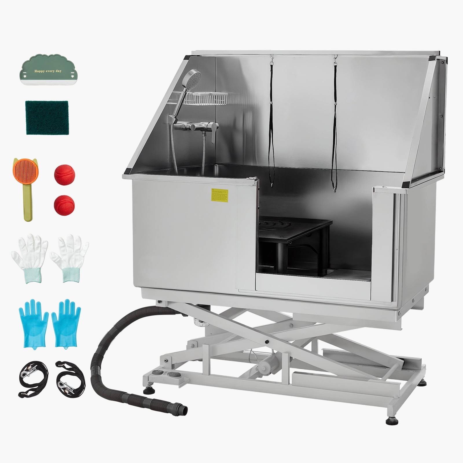KFFKFF Electric Lift Dog Washing Station, 50-Inch Stainless Steel Pet ...