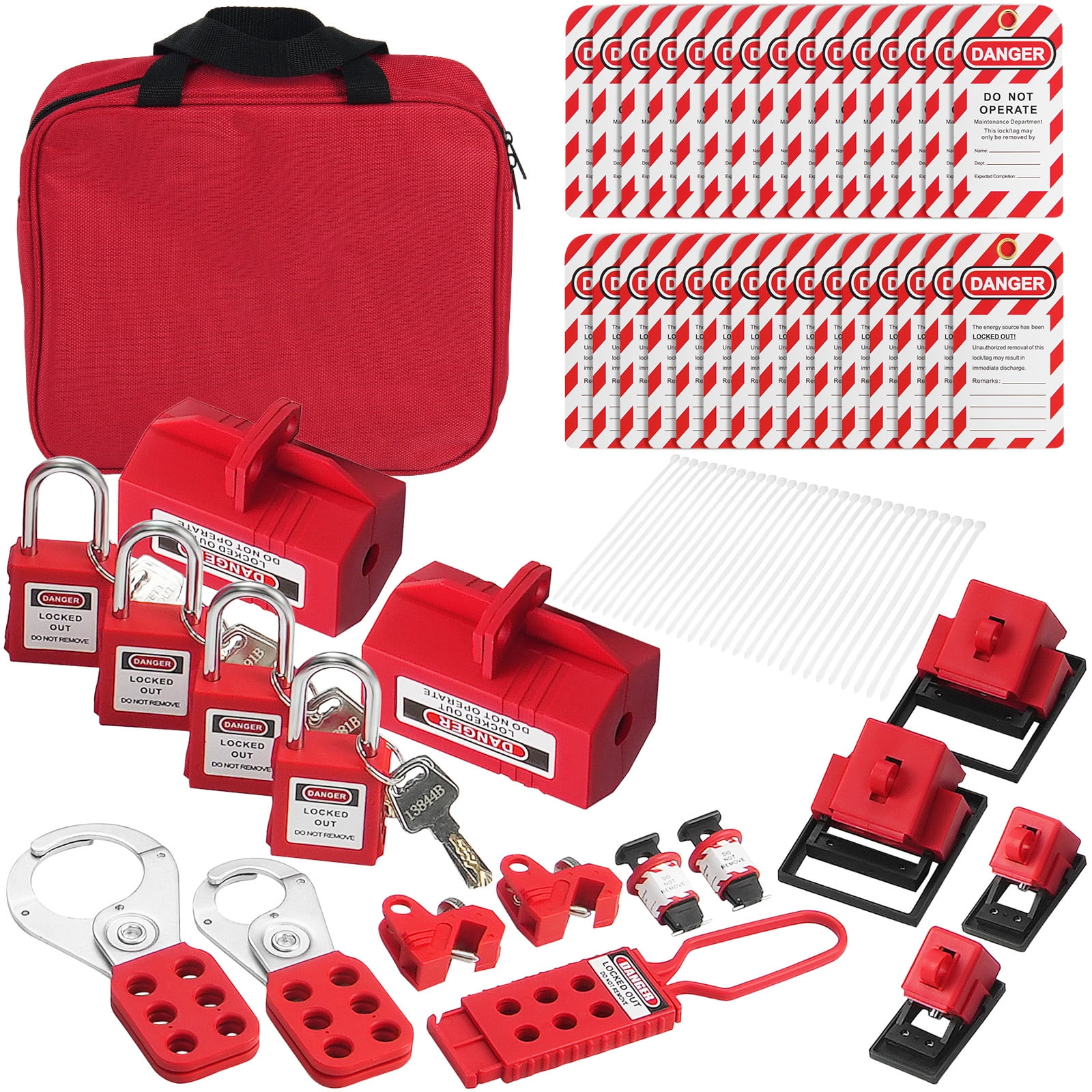 KFFKFF Electric Safety Lockout Kit, 47 Piece Set with Padlocks, Hasps ...