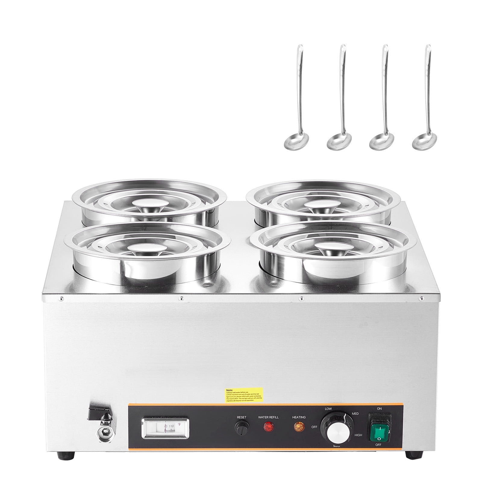 KFFKFF Electric Soup Warmer with Four 6.34QT Stainless Steel Pots ...