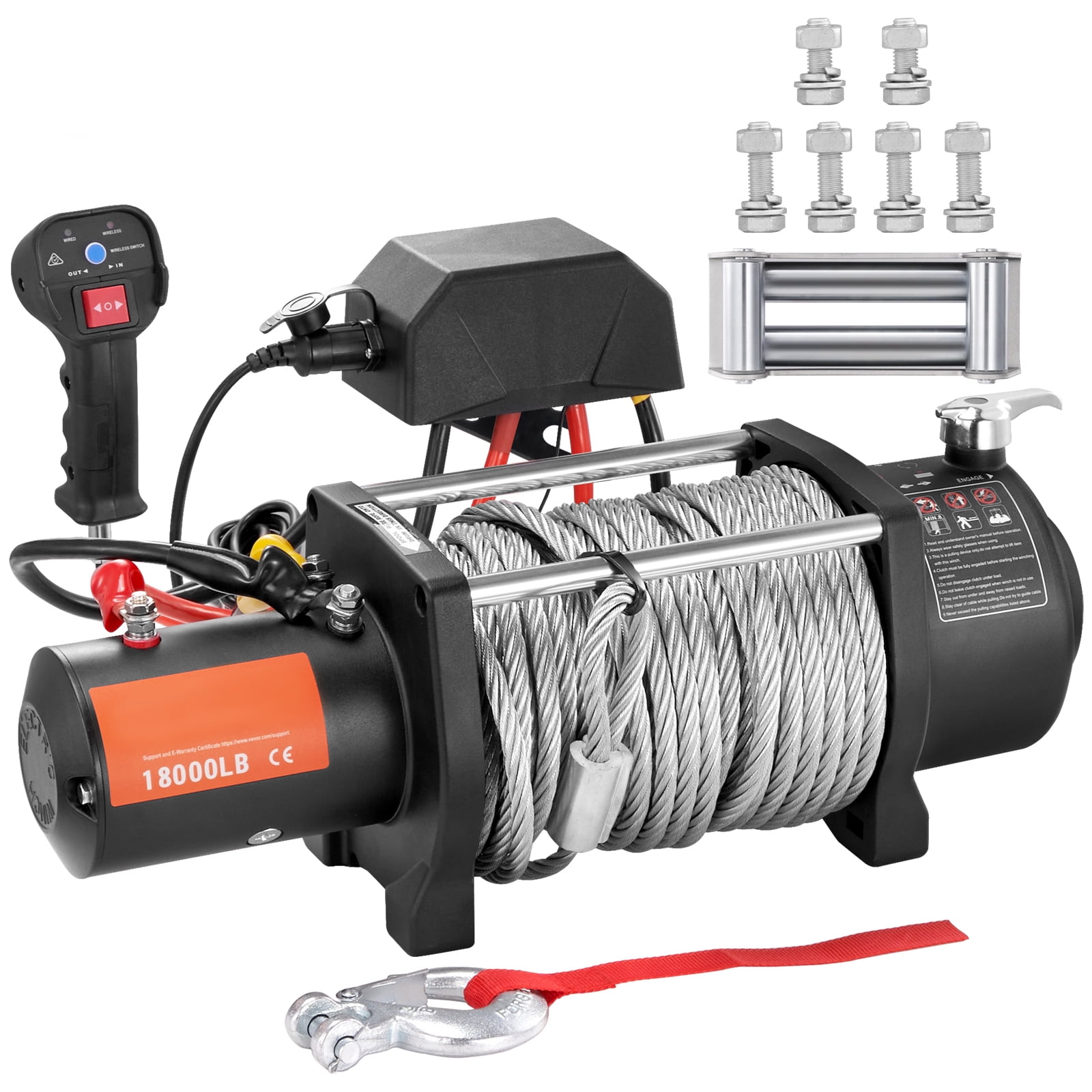 KFFKFF Electric Winch 18,000lb - Cable - Wireless Control - Walmart.com