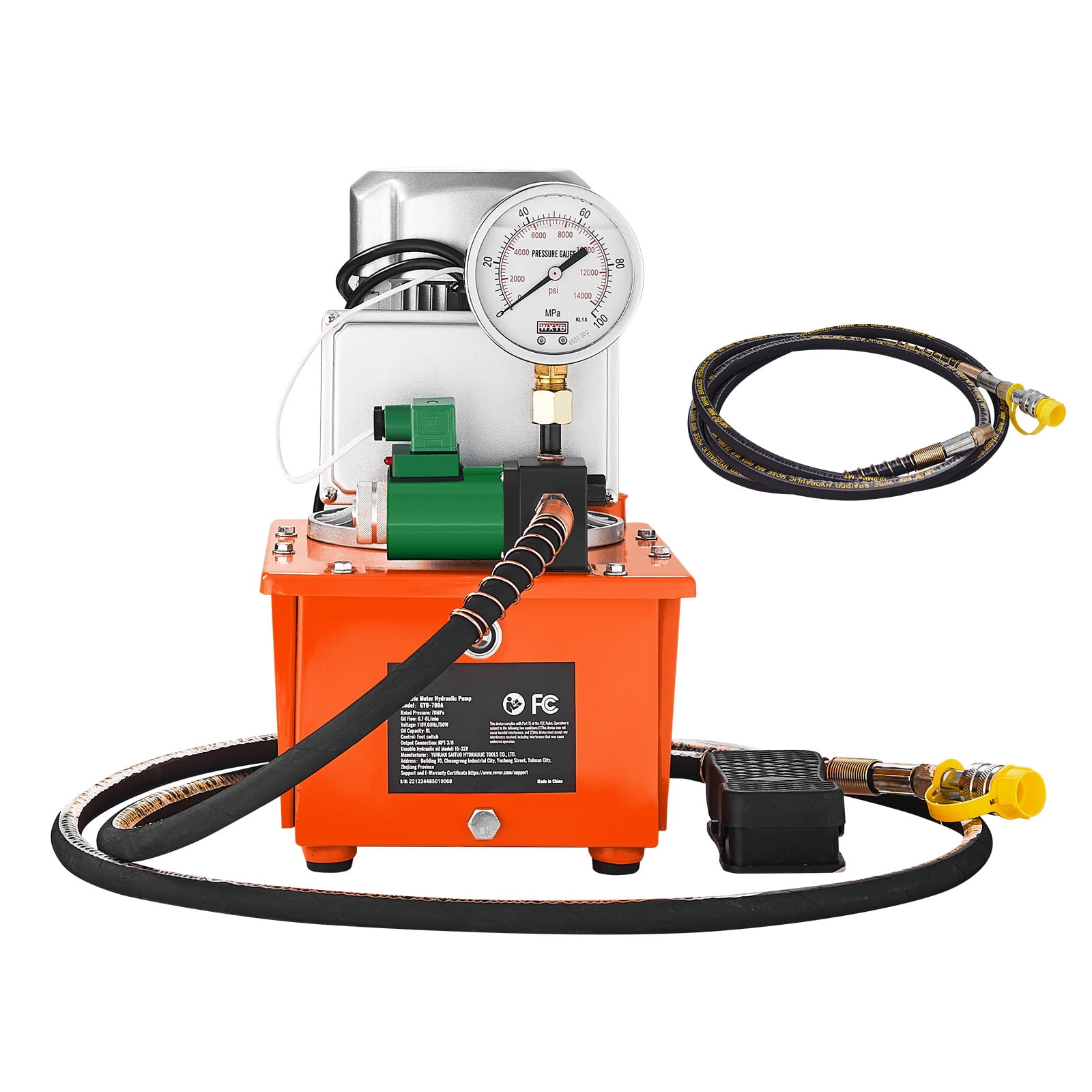 KFFKFF Electrically Powered Hydraulic Pump, 10000 PSI 750W 110V 488 in³ ...
