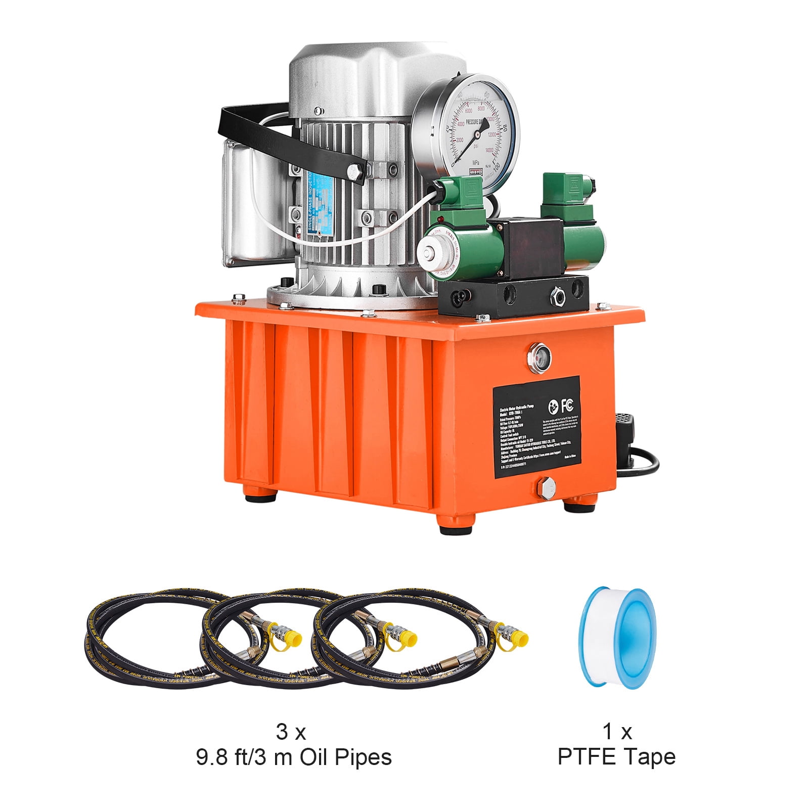 KFFKFF Electrically Powered Hydraulic Pump, 750W 110V with 488 in³/8L ...