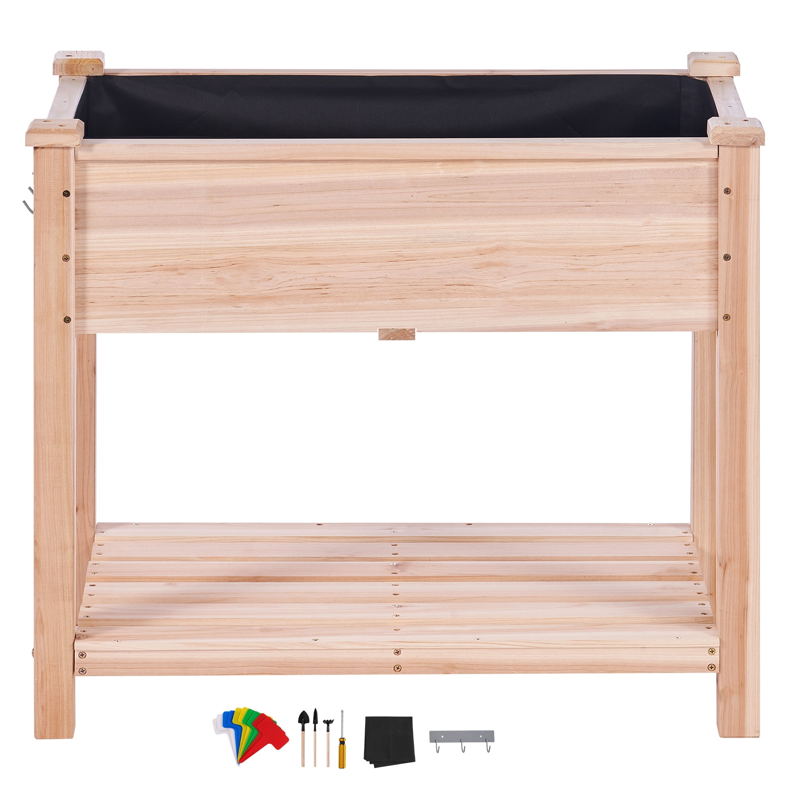 KFFKFF Elevated Garden Bed, Dimensions 34 x 18 x 30 inches, Wooden ...