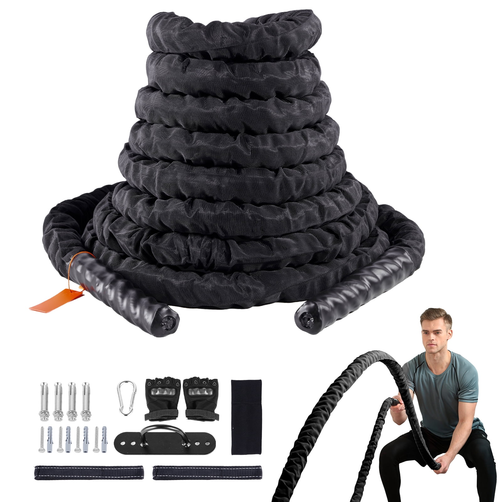 KFFKFF Exercise Rope, 1.5 Inch Wide by 30 Feet Long, Durable Polyester ...