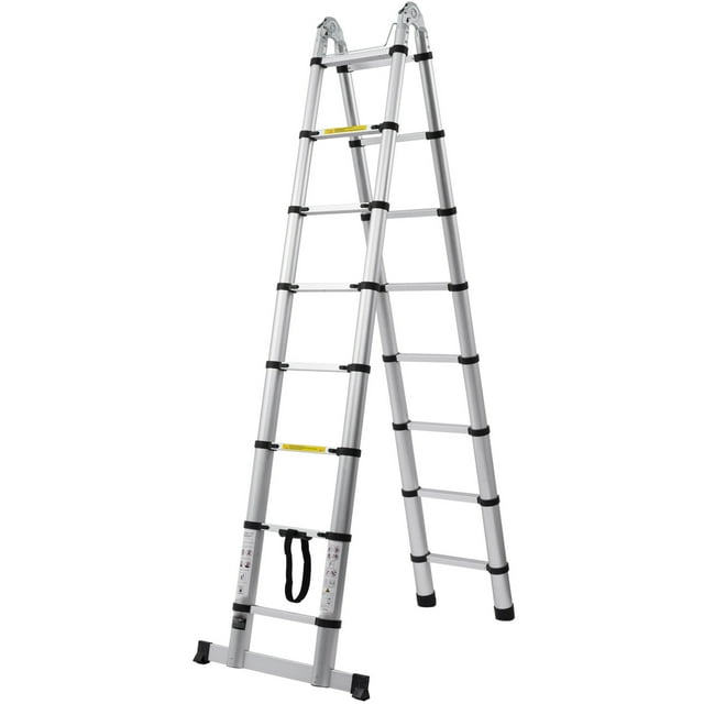 KFFKFF 16.5FT A-Frame Telescoping Ladder, 375lbs Load Capacity Aluminum ...