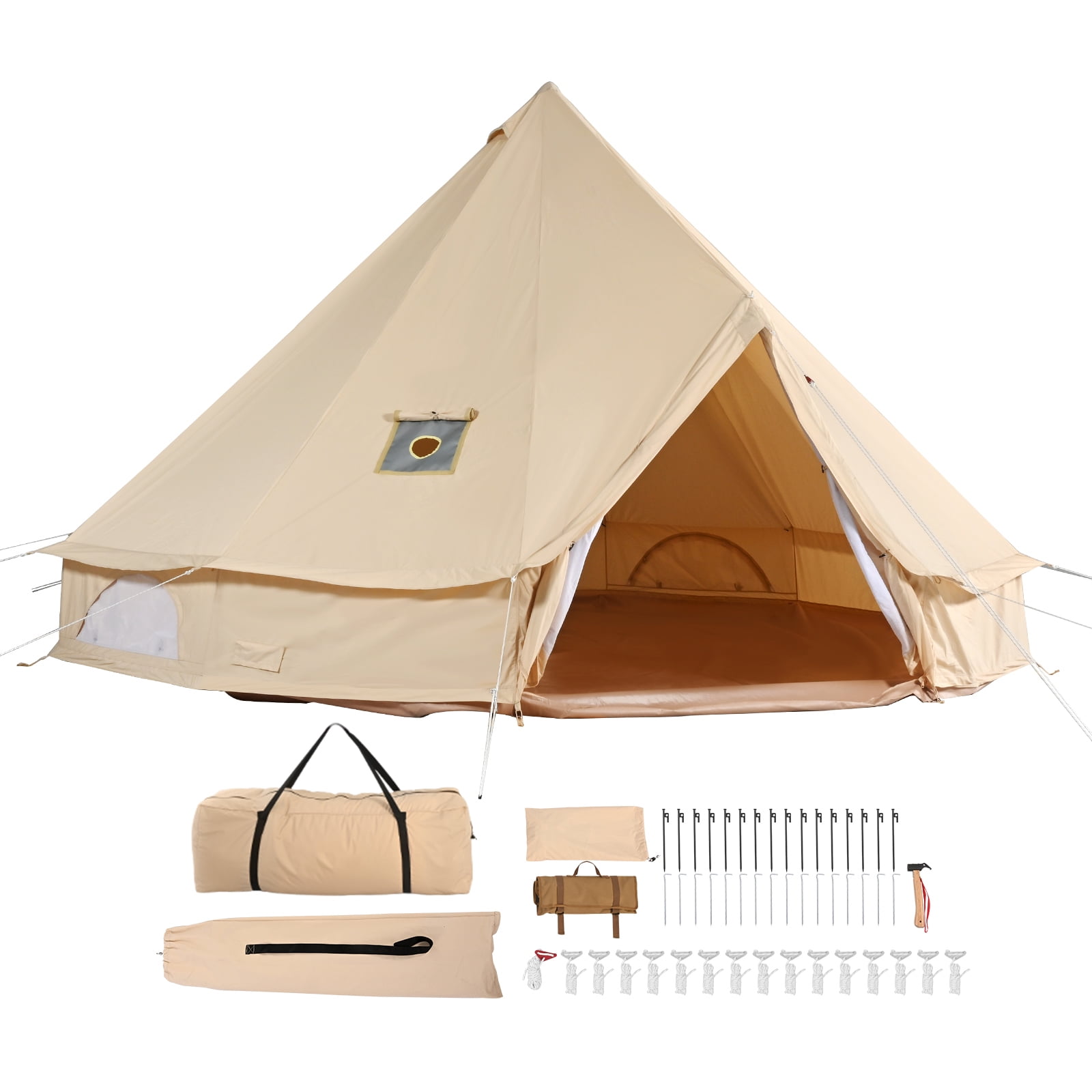 KFFKFF Fabric Yurt Shelter, All-Weather 7m/22.97ft Camping Tent ...