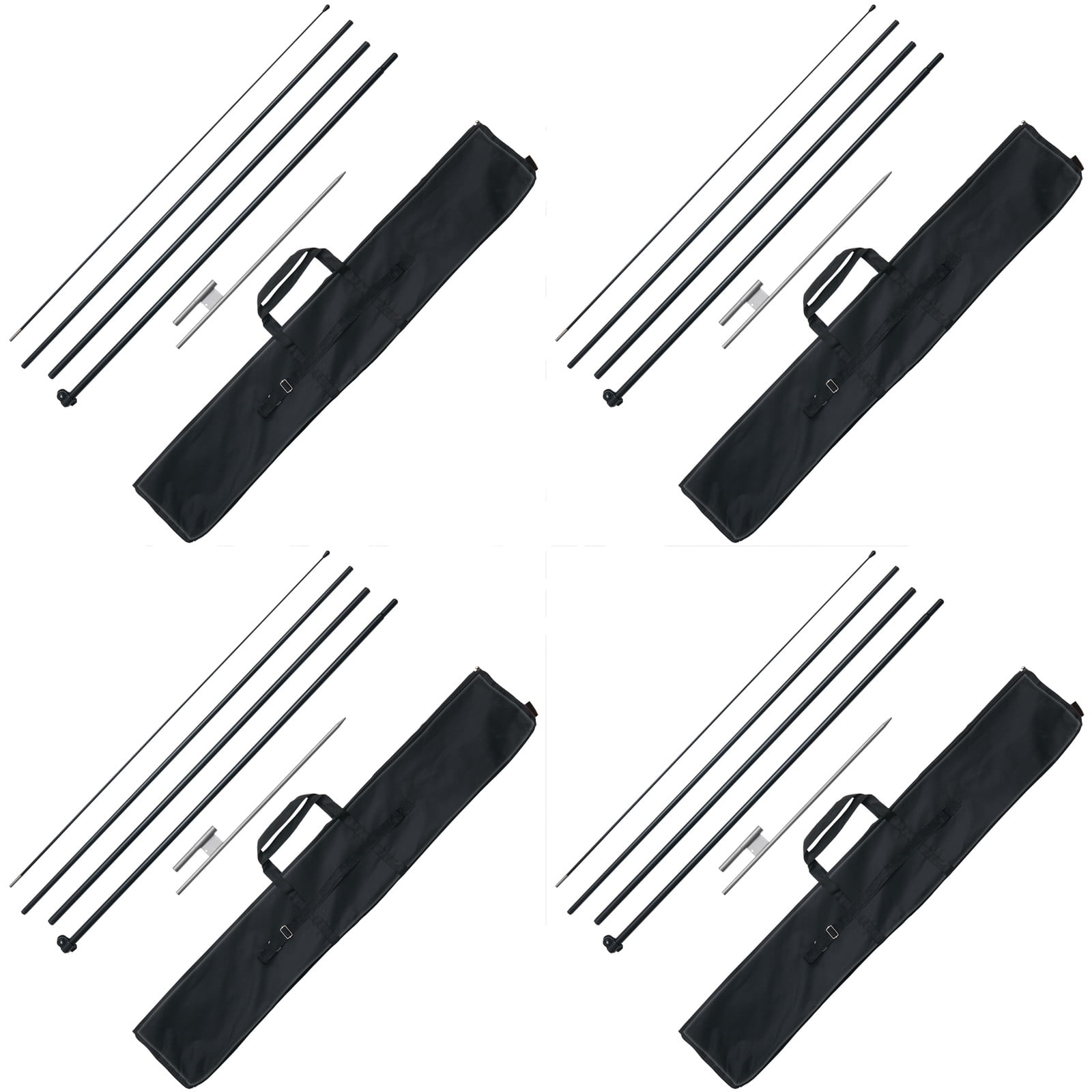 KFFKFF Feather Banner Pole Set, Quadruple Pack of 16.3 ft Flutter Flag ...