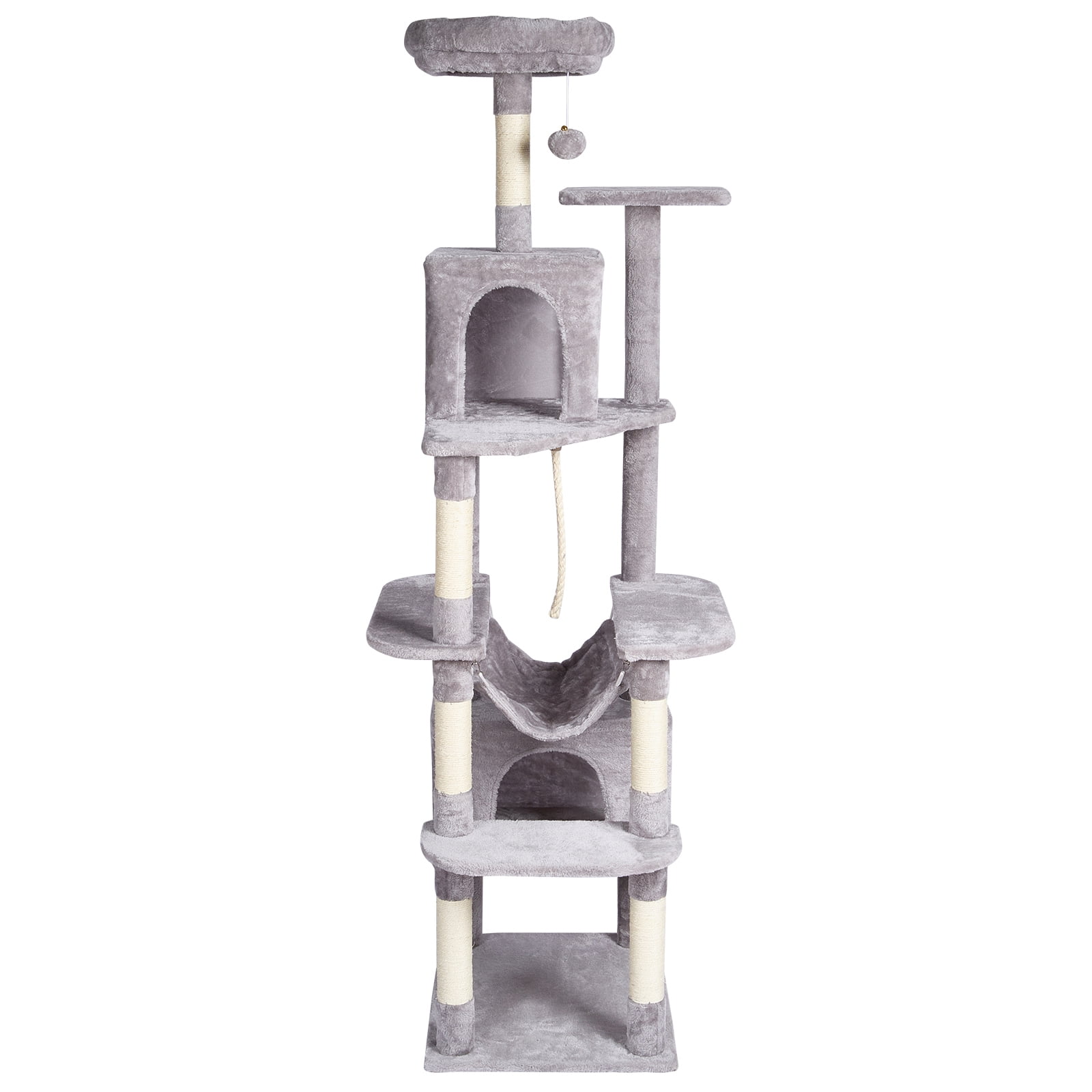 KFFKFF Feline Haven: 72" Indoor Cat Climbing Tower, Dual Kitty Condos ...