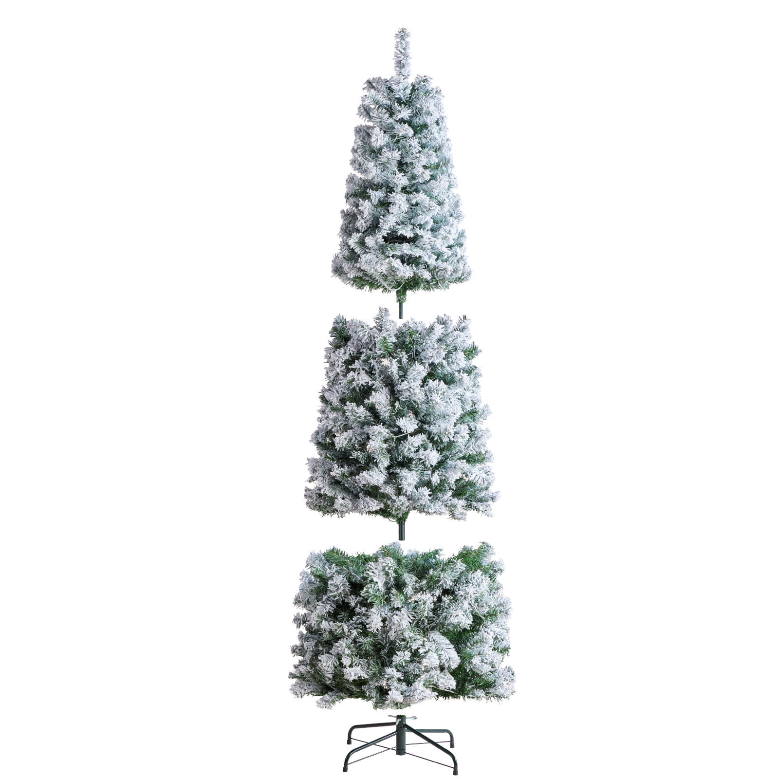 KFFKFF Festive Tree, 6.5ft Snow-Dusted Artificial Christmas Tree ...