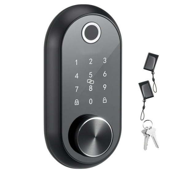 KFFKFF Fingerprint Door Lock with Biometric Access, Touchscreen Keypad ...
