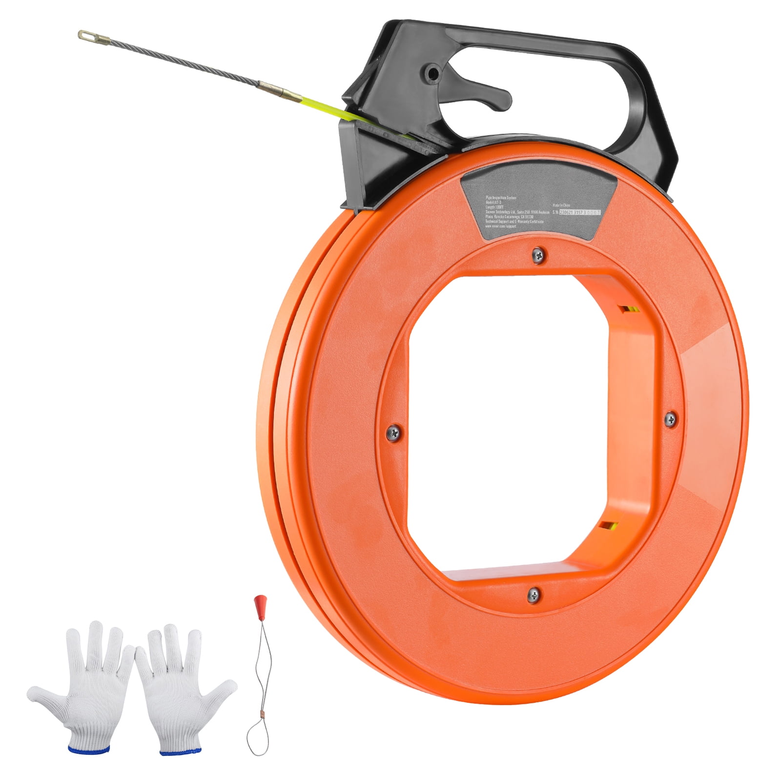 KFFKFF Fish Tape, 100 ft, 3/16-inch, Fiberglass Cable Guide, Durable ...