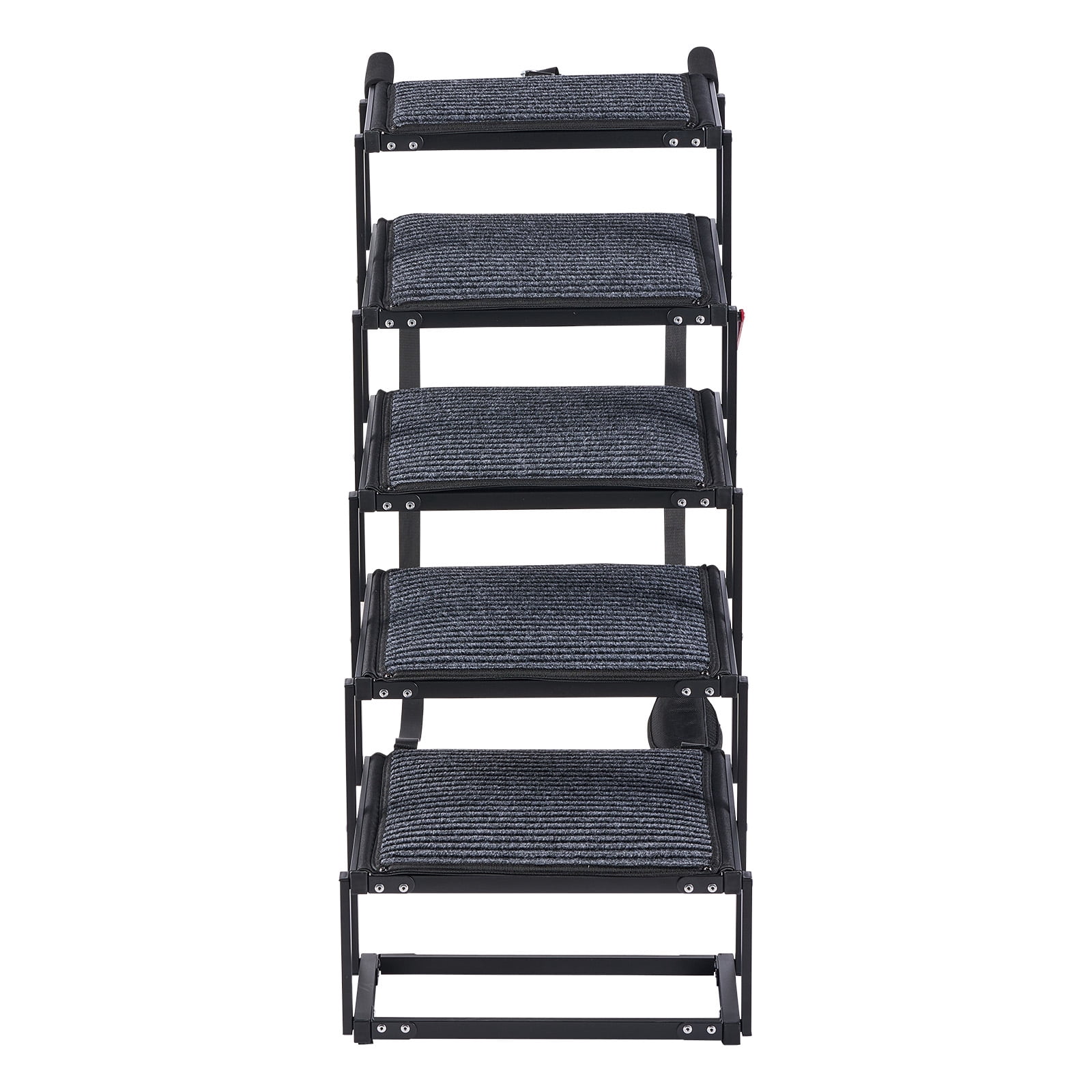 KFFKFF Foldable 5-Step Dog Stairs with Non-Slip Rug Surface, Portable ...