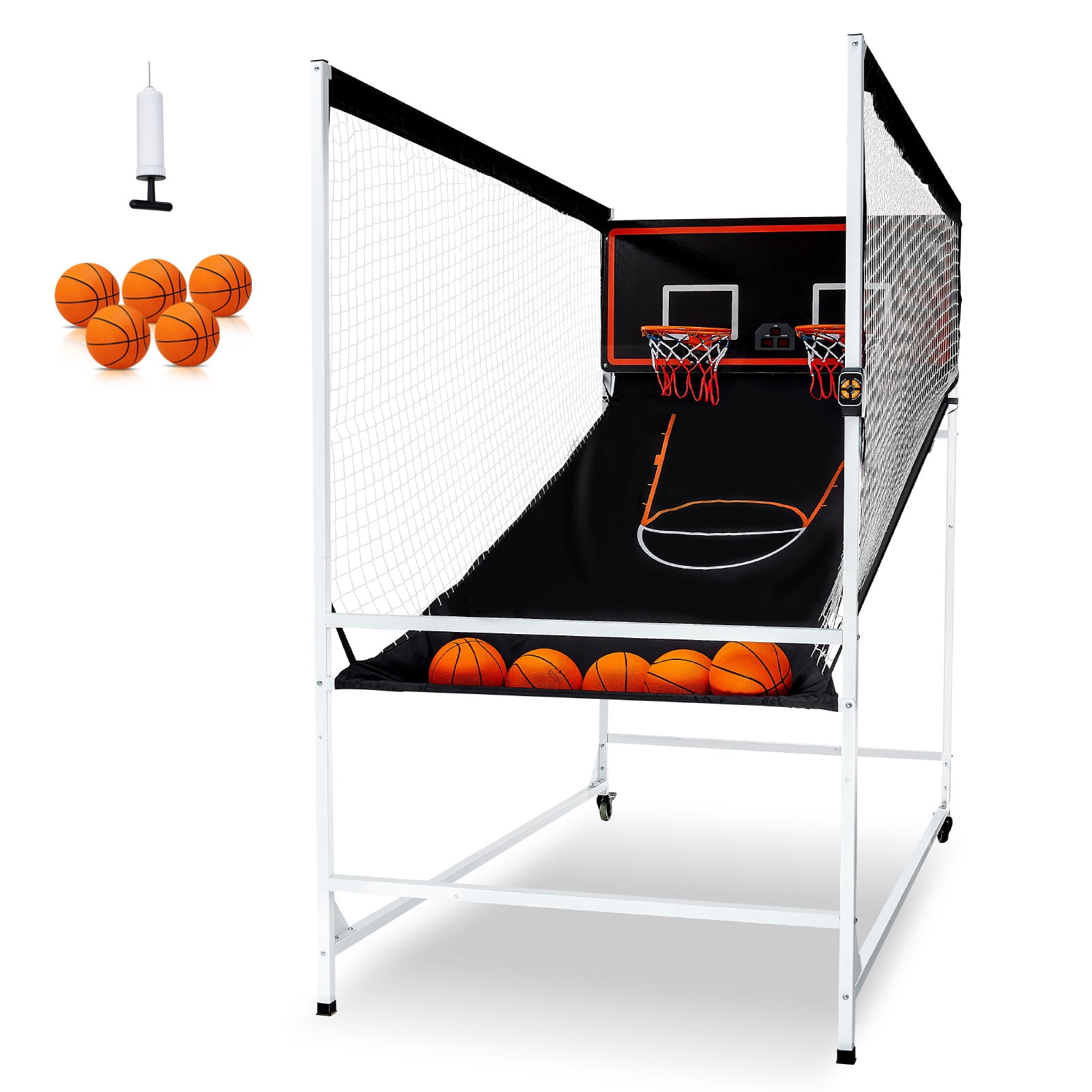 KFFKFF Foldable Basketball Arcade Game, Indoor 2-Player 5 Balls Double ...