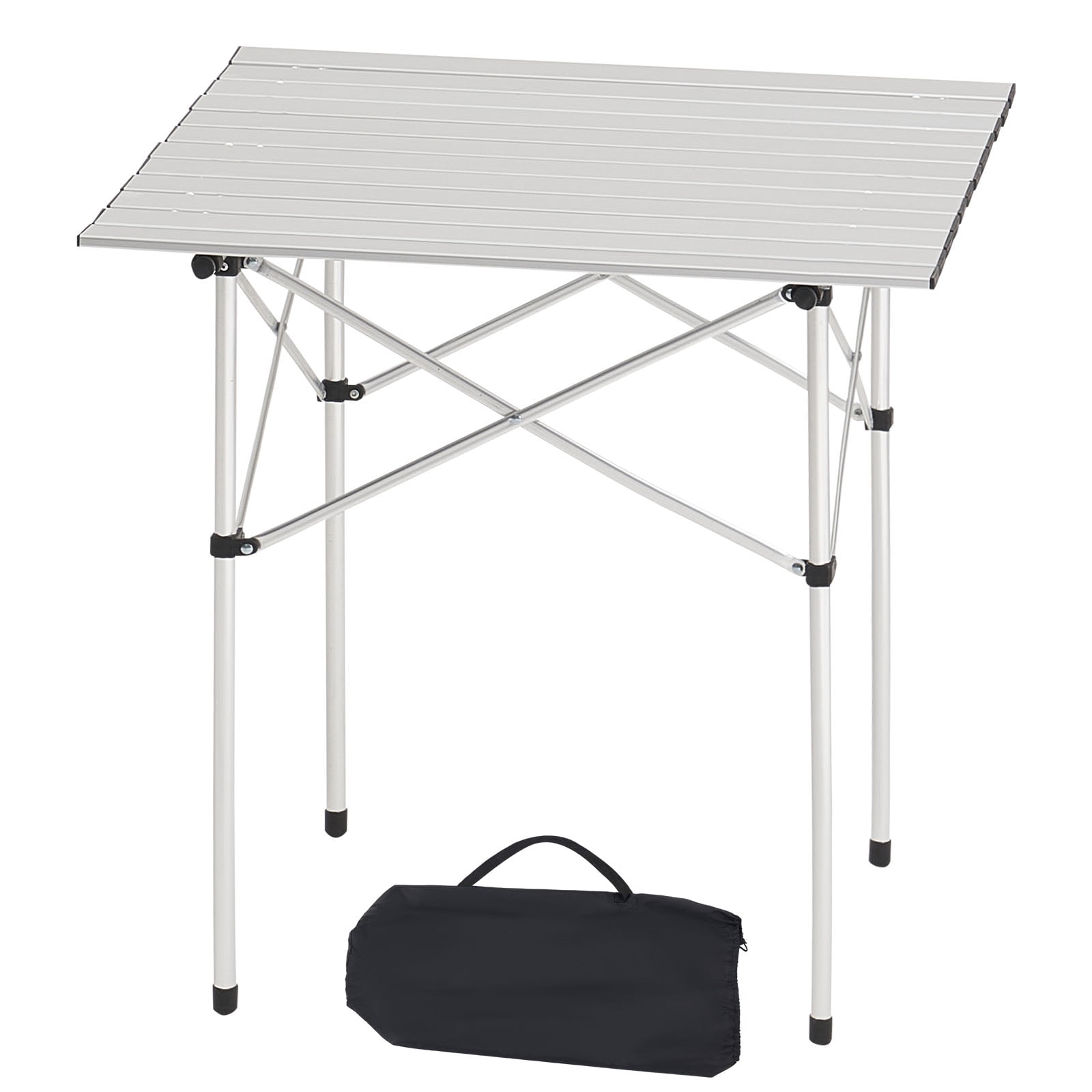 KFFKFF Folding Camping Table, Portable Aluminum Roll-Up Side Table ...