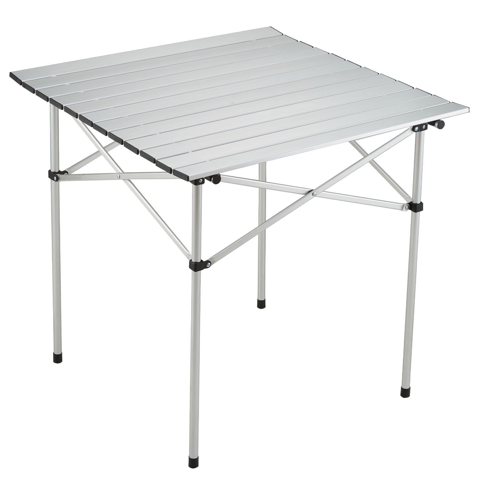 KFFKFF Folding Portable Camping Table, 28x28''Silver Aluminum ...