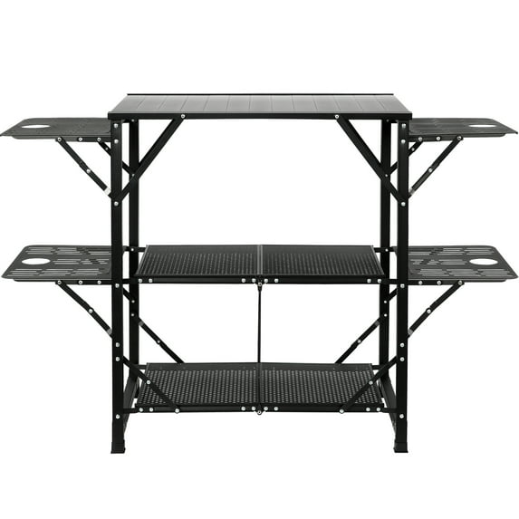KFFKFF Folding Portable Cook Station 5 Tables & 2 Shelves Camping ...