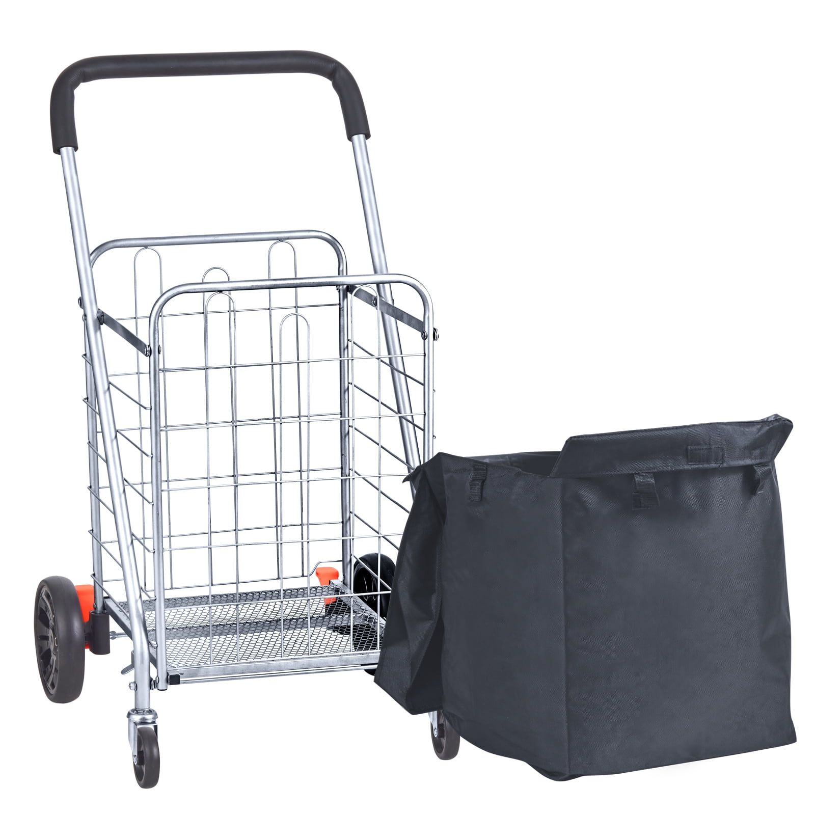 KFFKFF Folding Shopping Cart Utility Grocery Basket Cart Shopping ...