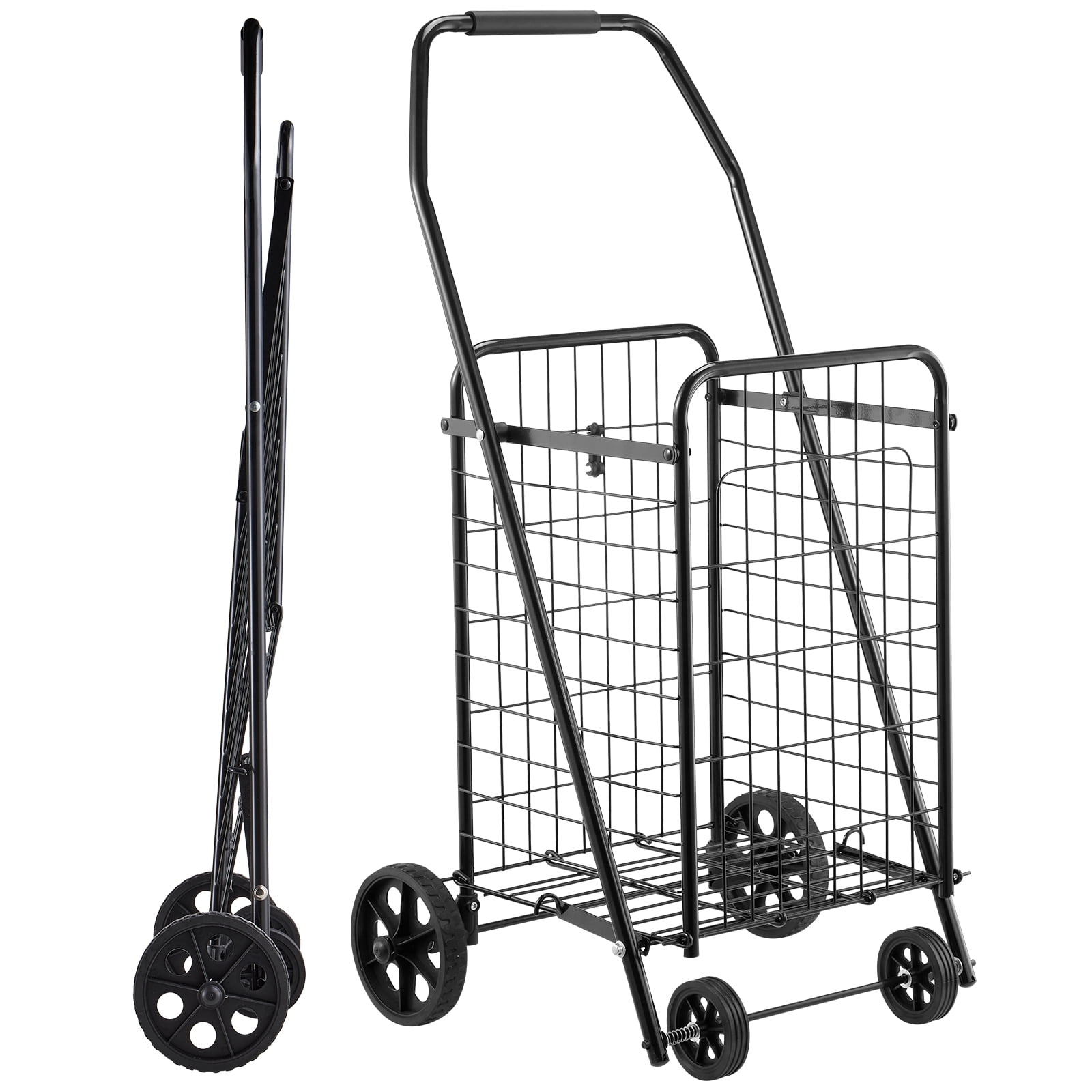 KFFKFF Foldable Shopping Cart with Swivel Wheels, 90 lbs Load - Walmart.com