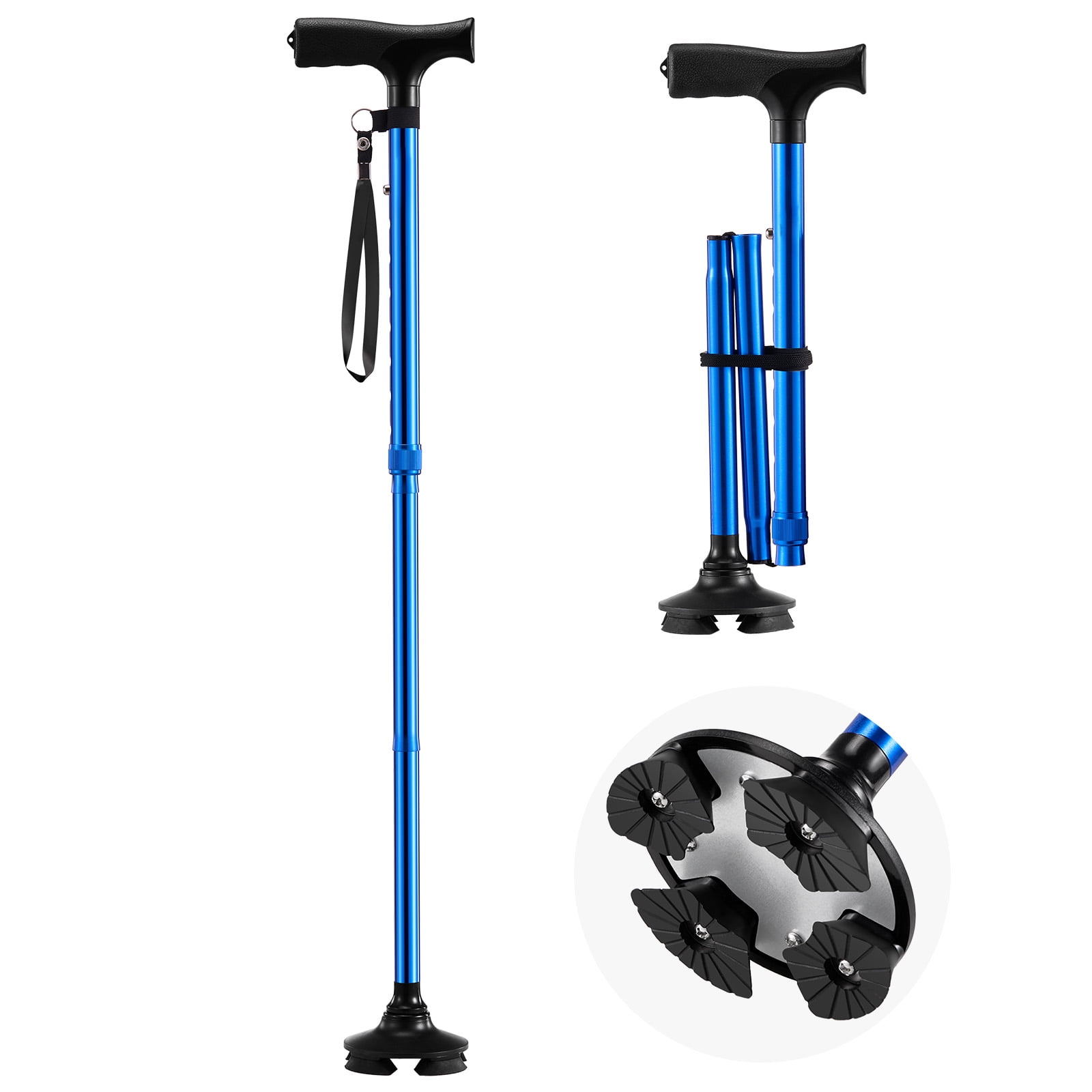 KFFKFF Folding Walking Cane for Men and Women, Adjustable Height with 8 ...