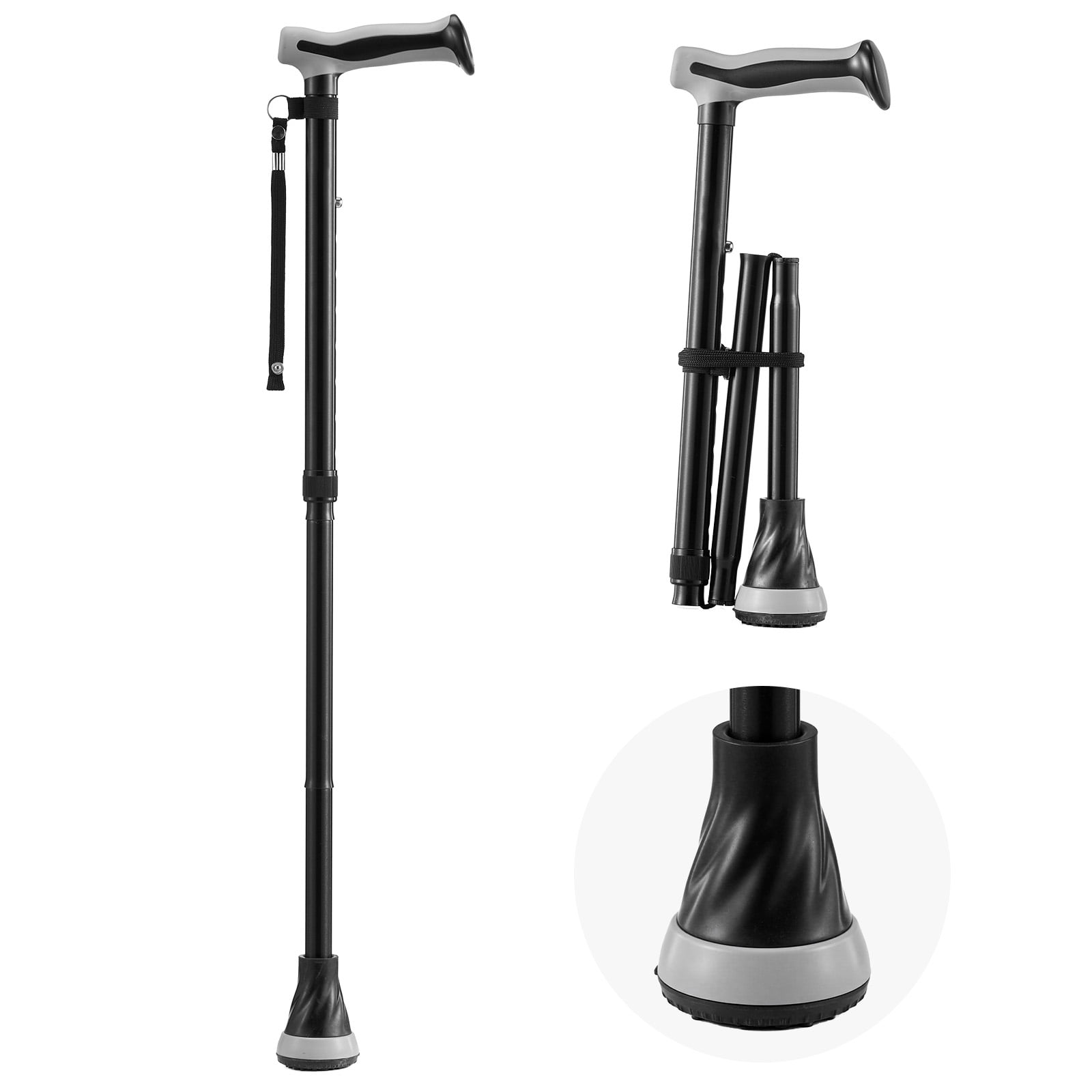 KFFKFF Folding Walking Cane for Men and Women, Adjustable Height with 8 ...