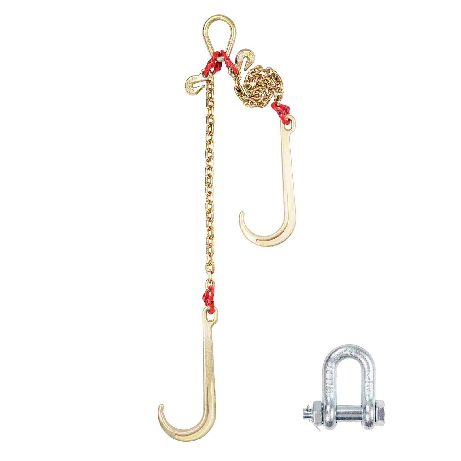 KFFKFF G80 V Bridle Chain, 5/16" x 2' with 15" J Hooks & Grab Hooks ...