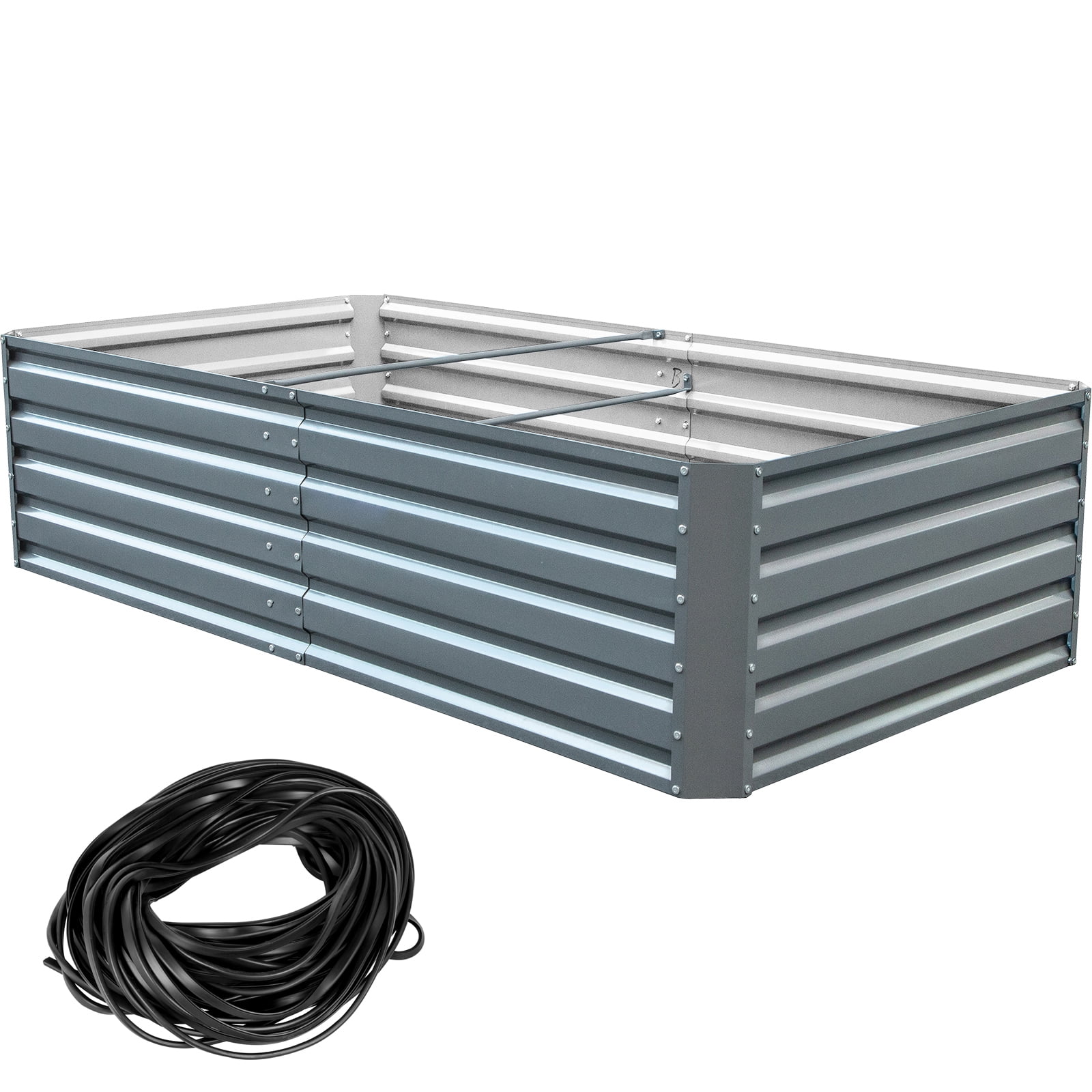 KFFKFF Galvanized Elevated Garden Bed, Dimensions 80" x 40" x 19", Gray ...