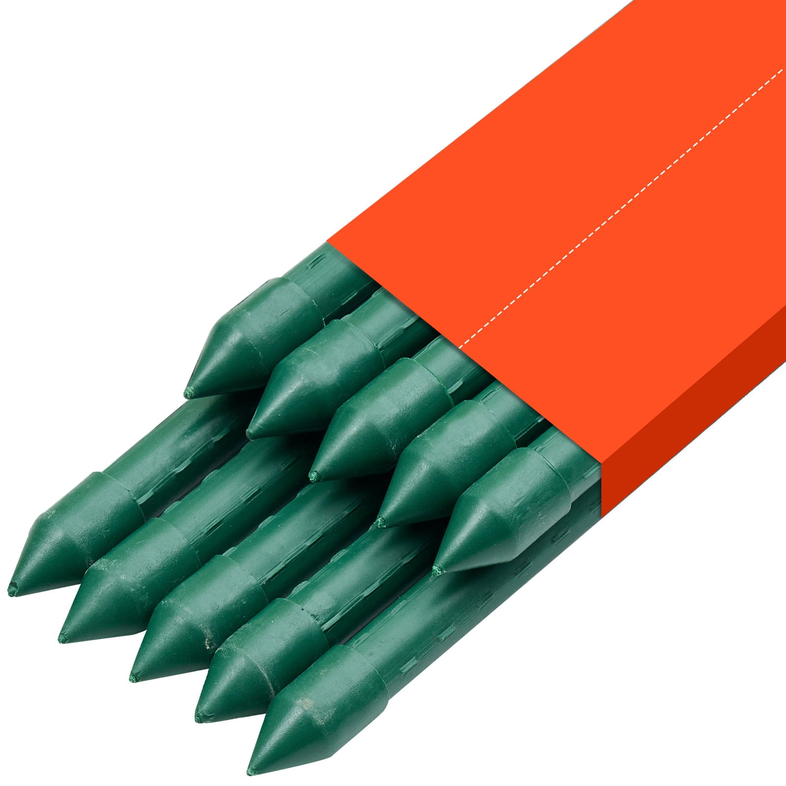 KFFKFF Garden Stakes, 10 Pack, 93.7 inch, Plastic-Coated Metal Plant ...