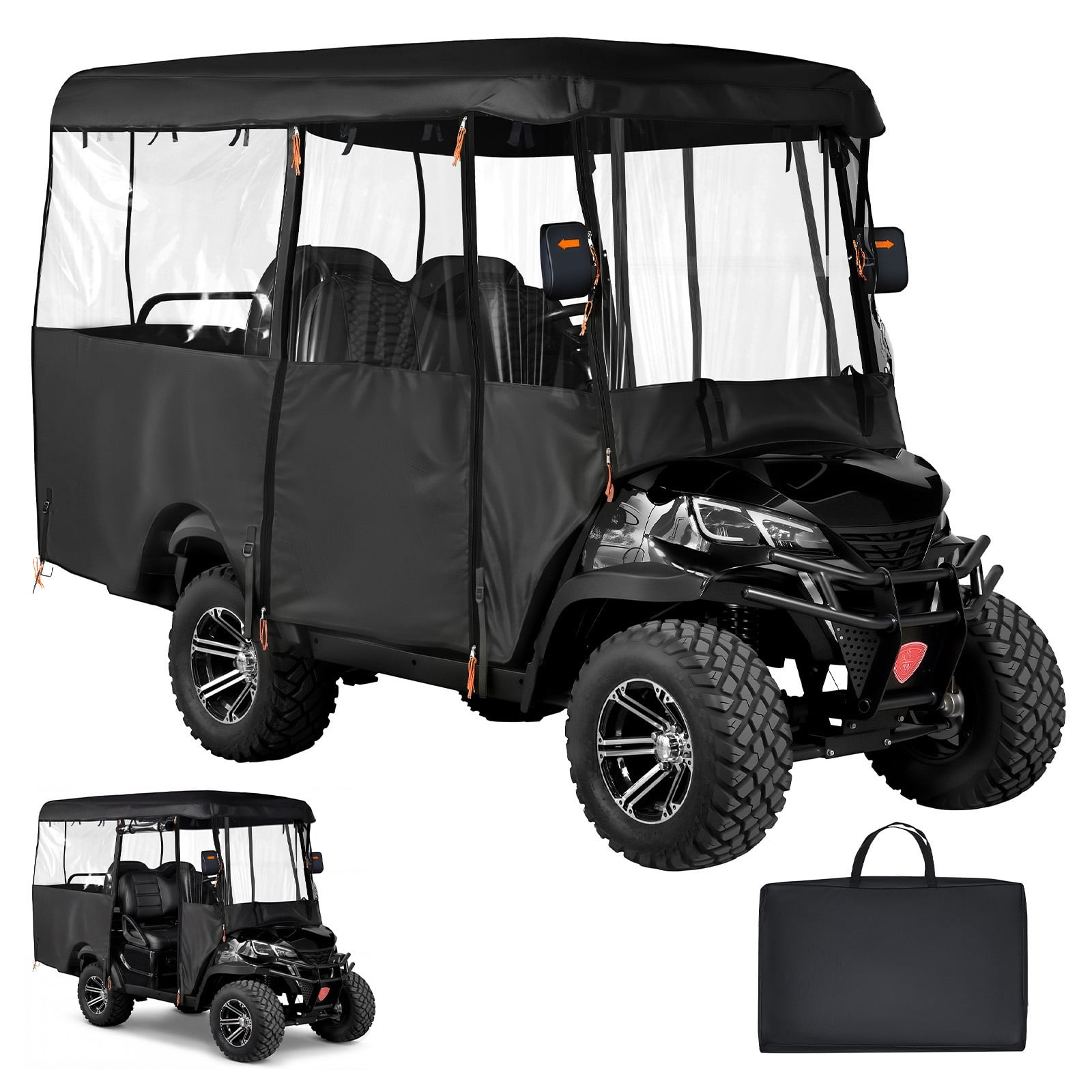 KFFKFF Golf Cart Cover, Full-Enclosure for 2+2/4 Passenger Carts, 420D ...