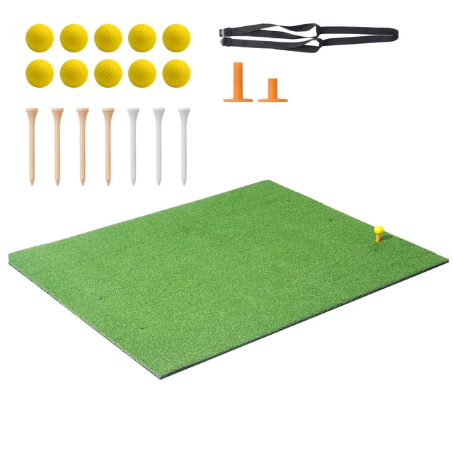 KFFKFF Golf Practice Mat, 5x4ft Synthetic Grass Mat for Golf, Includes ...