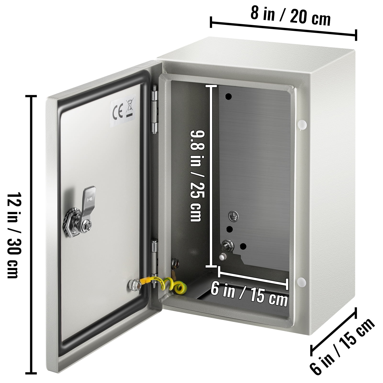 KFFKFF Gray White 12"x8"x6", Stainless Steel IP65 Weatherproof Hinged ...