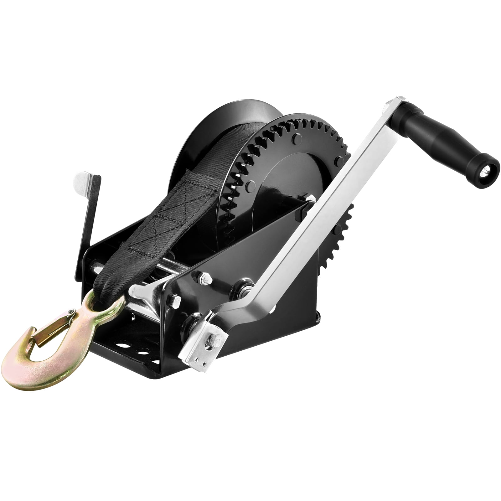 KFFKFF Hand Winch Heavy Duty Hand Crank 3500lbs 33ft Polyester Strap ...