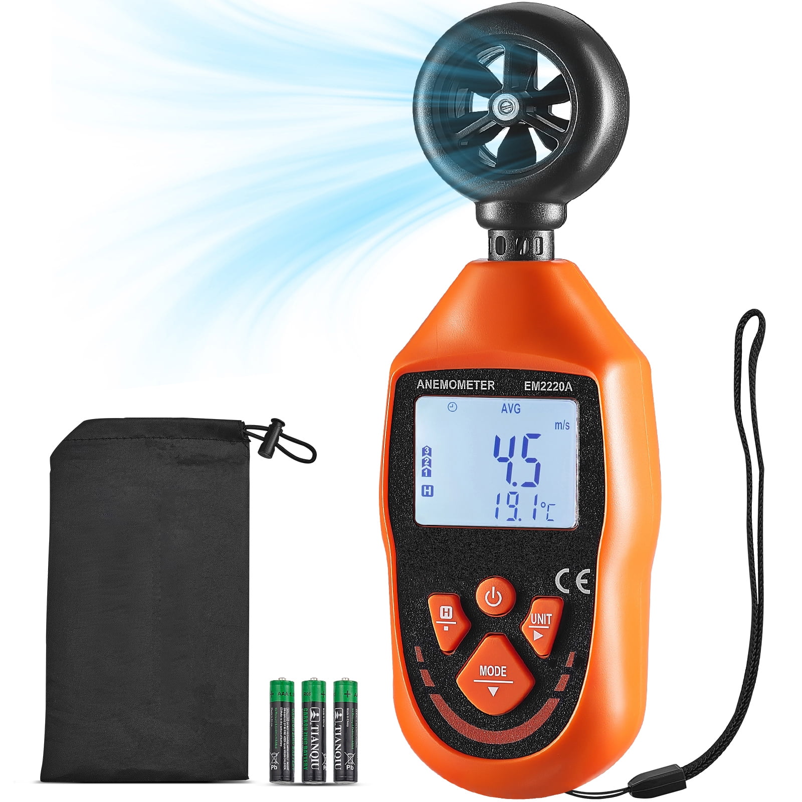 KFFKFF Mobile Wind Meter, Measures Temperatures from 14℉ to 113℉, LED ...
