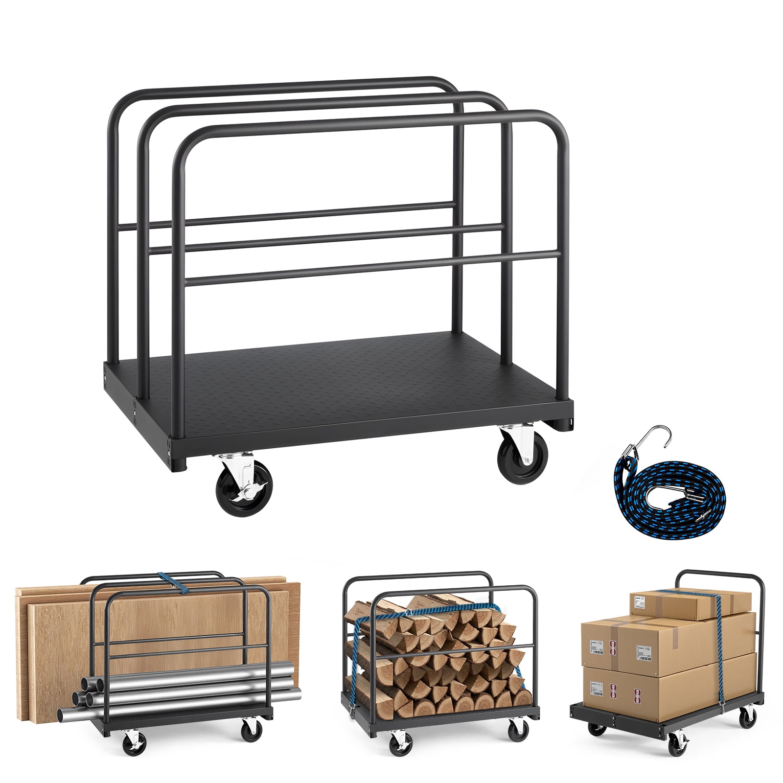 Kffkff Heavy-Duty Drywall Cart Dolly Versatile Steel Panel Truck with 5 ...