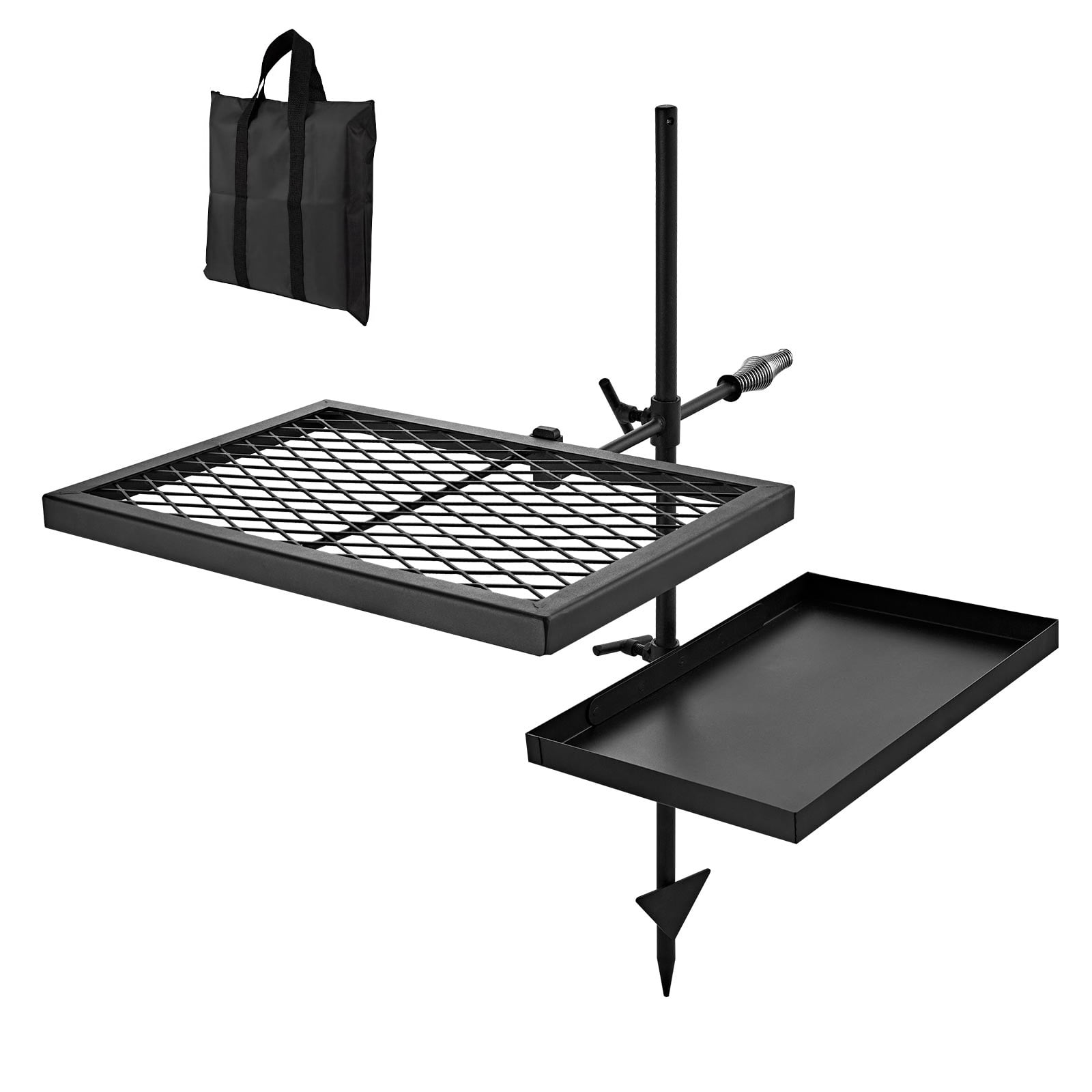 KFFKFF Heavy Duty Swivel Campfire Grill, Double-Layer Portable Camping ...