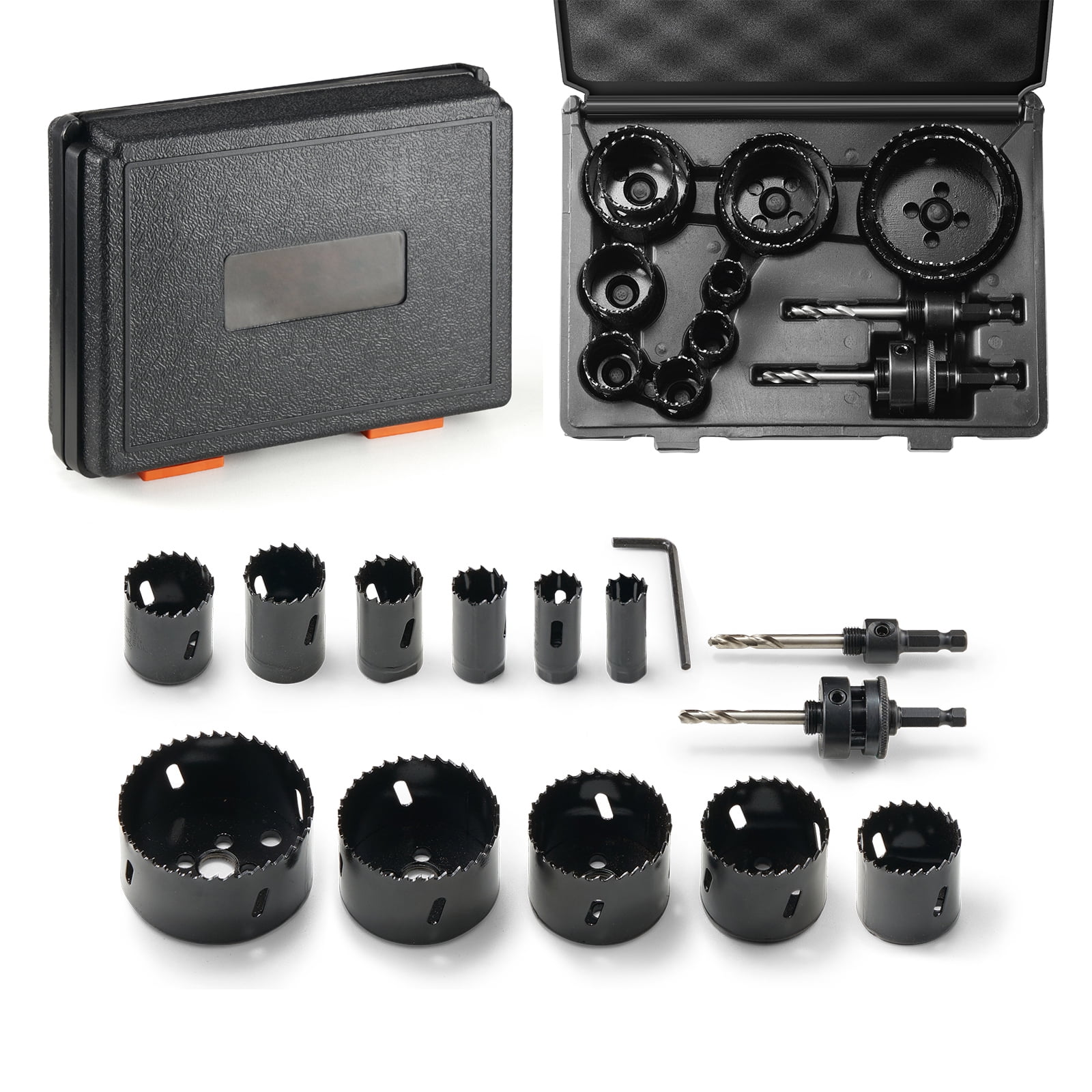 KFFKFF Adjustable Hole Saw, Comprises 11 Saw Blades, 2 Drilling Bits, 1 ...