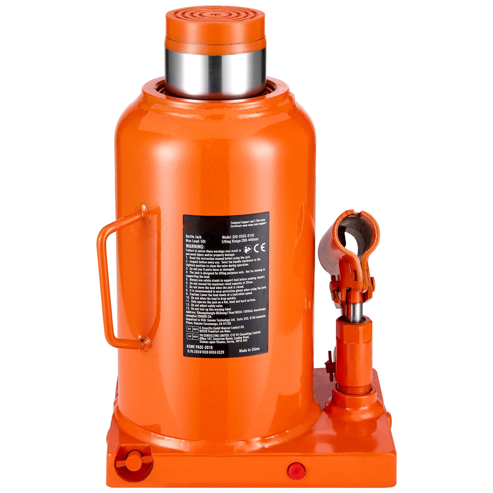 KFFKFF Hydraulic Bottle Jack, 50 Ton Capacity with 11''-17.32'' Lifting ...