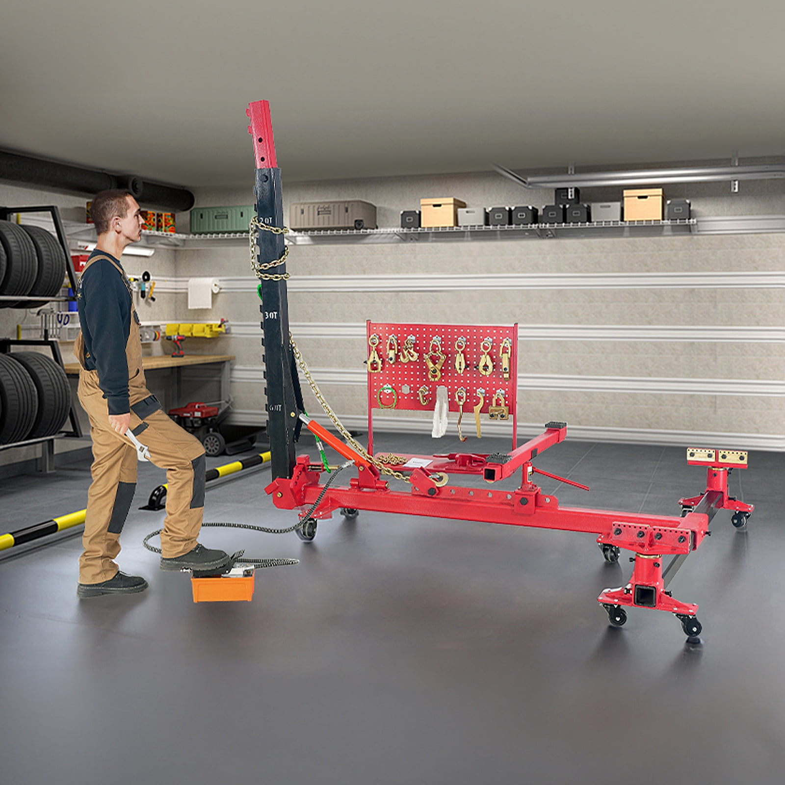 KFFKFF Hydraulic Pump Auto Body Frame Puller Straightener with Clamps ...