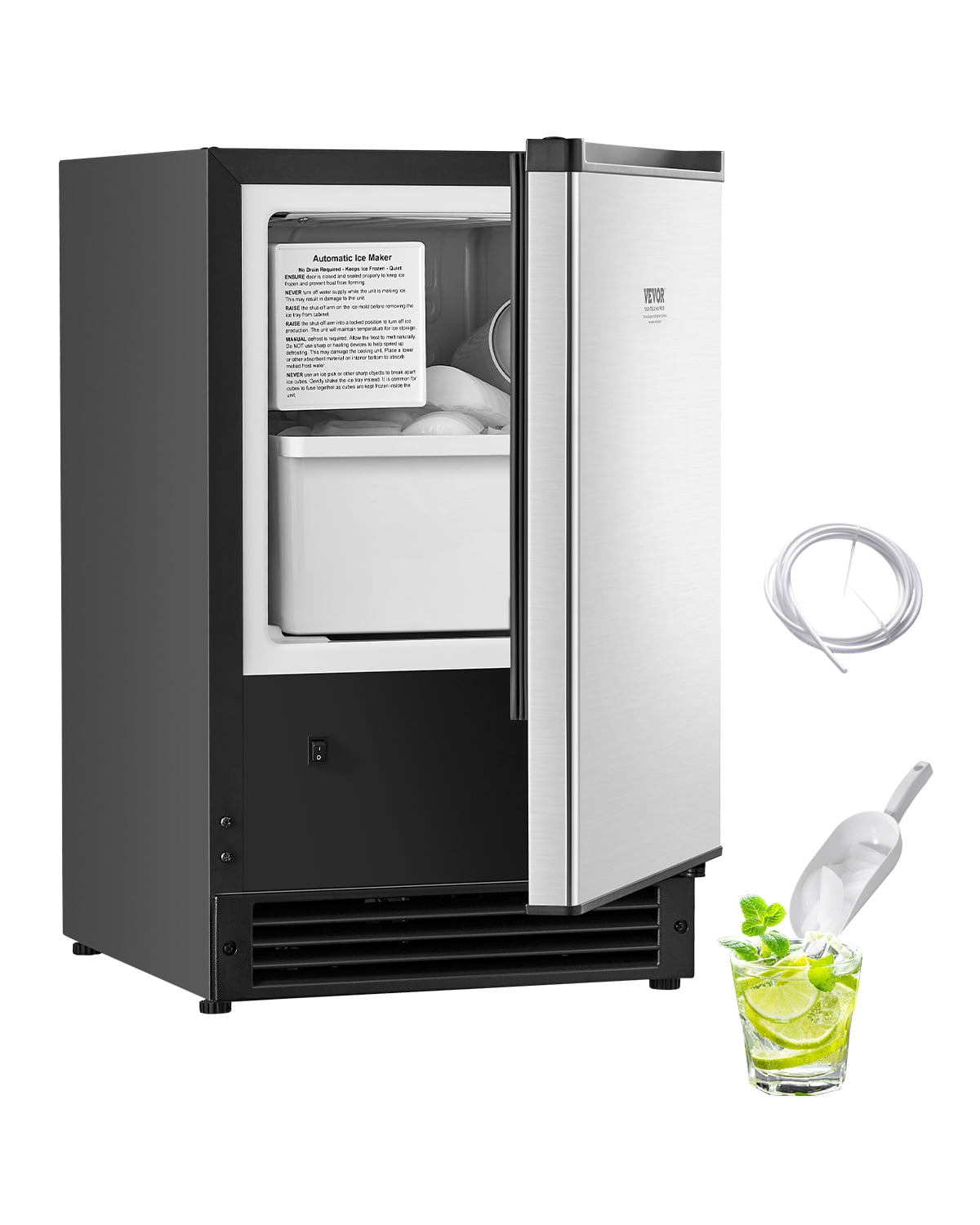 KFFKFF Inbuilt Ice Making Machine, 15 Lbs/Day Sub-Counter Ice Producer ...