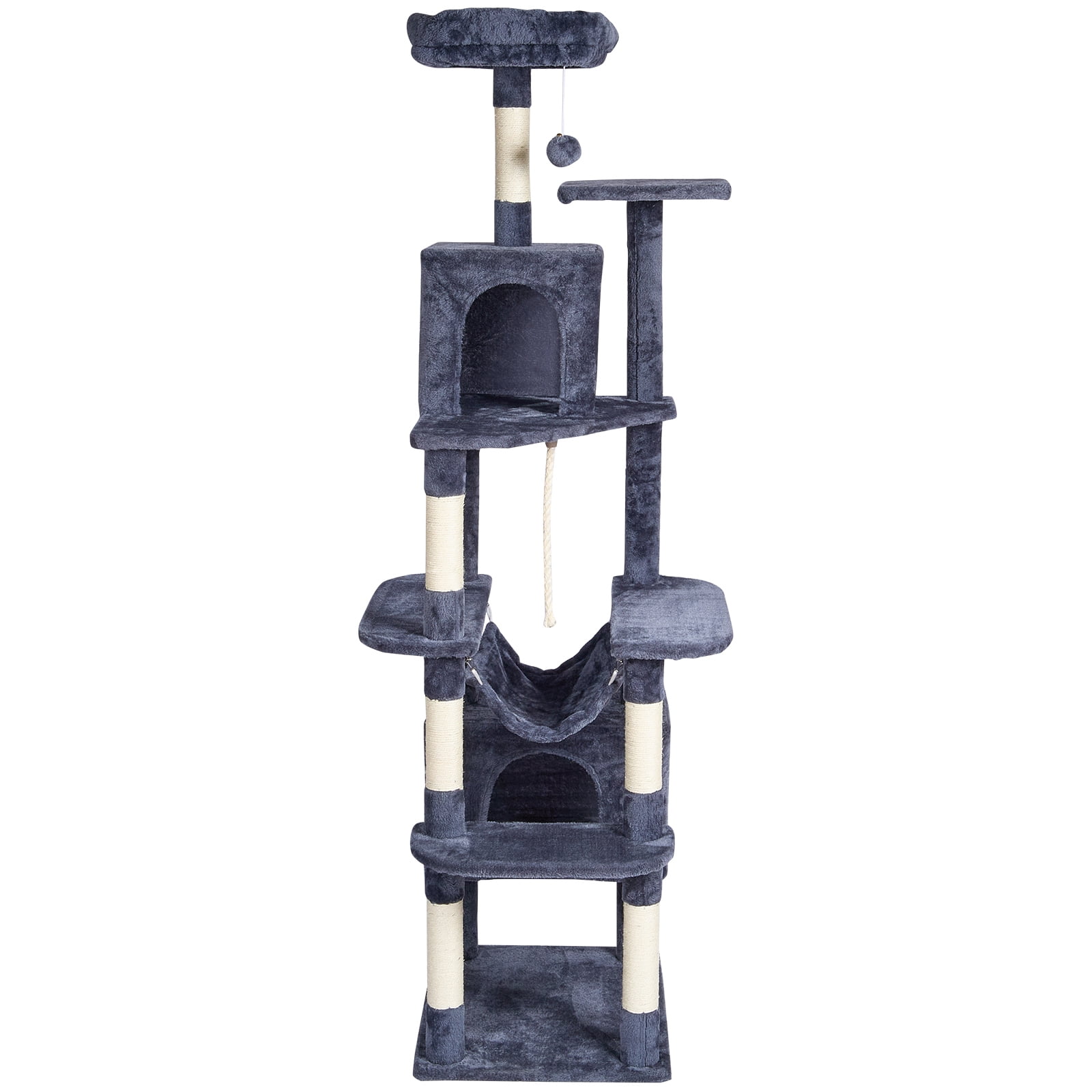 KFFKFF Indoor Cat Climbing Tower, 72" Structure with Dual Kitty Condos ...