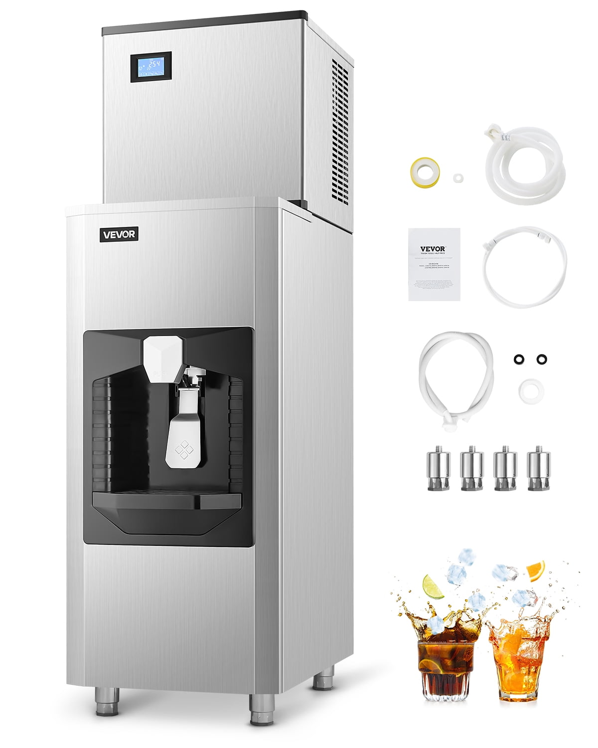 KFFKFF 300 Lbs Commercial Ice Maker Machine with 180 Lbs Lbs Large ...