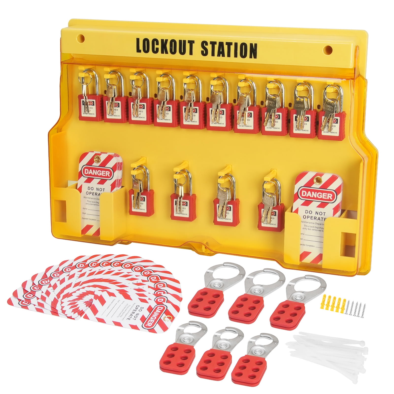 KFFKFF Industrial Safety Lockout Tagout Set, 60 Piece Electrical Safety ...