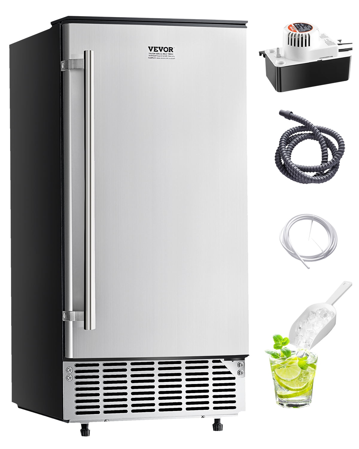 KFFKFF 80 Lbs/Day Built-in Commercial Ice Maker Stores up to 26lbs Free ...