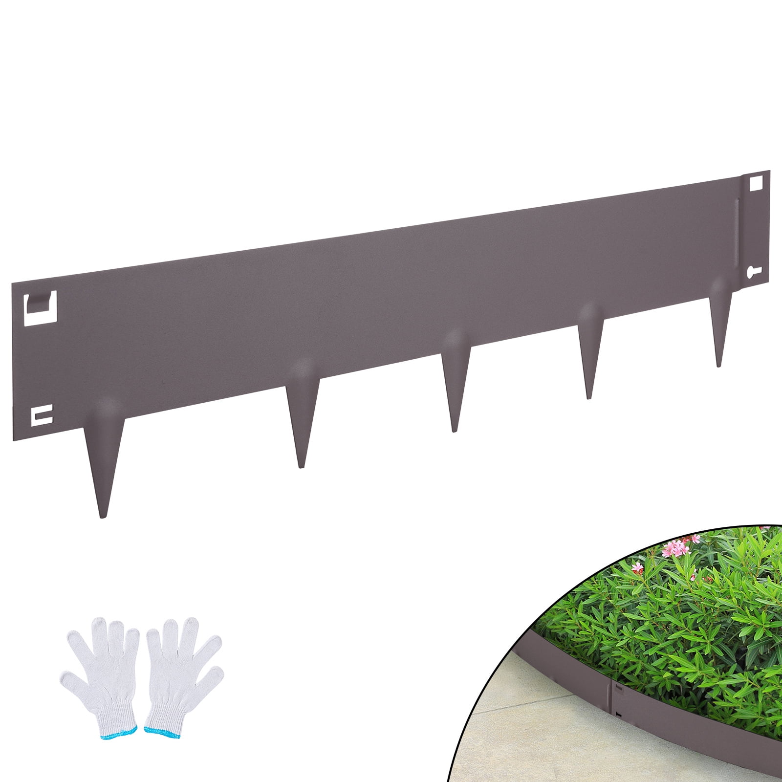 KFFKFF Iron Garden Border, Set of 5 Iron Outdoor Edging, 39" L x 4" H ...