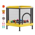 KFFKFF Kids Mini Trampoline with Safety Net and Basketball Hoop, 132 ...