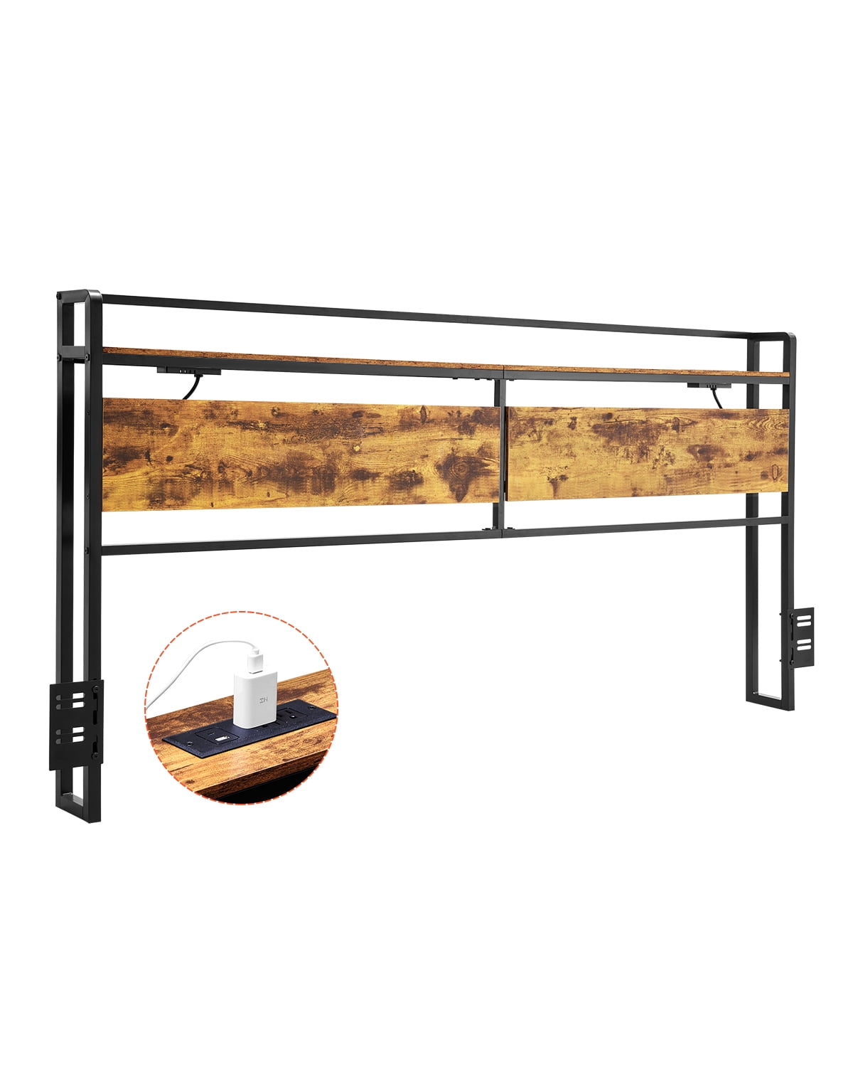 KFFKFF King Bed Headboard, Height-Adjustable with Storage Rack ...