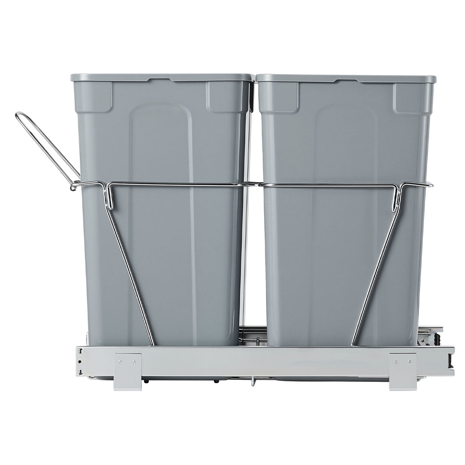 KFFKFF Kitchen Cabinet Pullout Garbage Bin, 27QTx2 Dual Under Sink ...